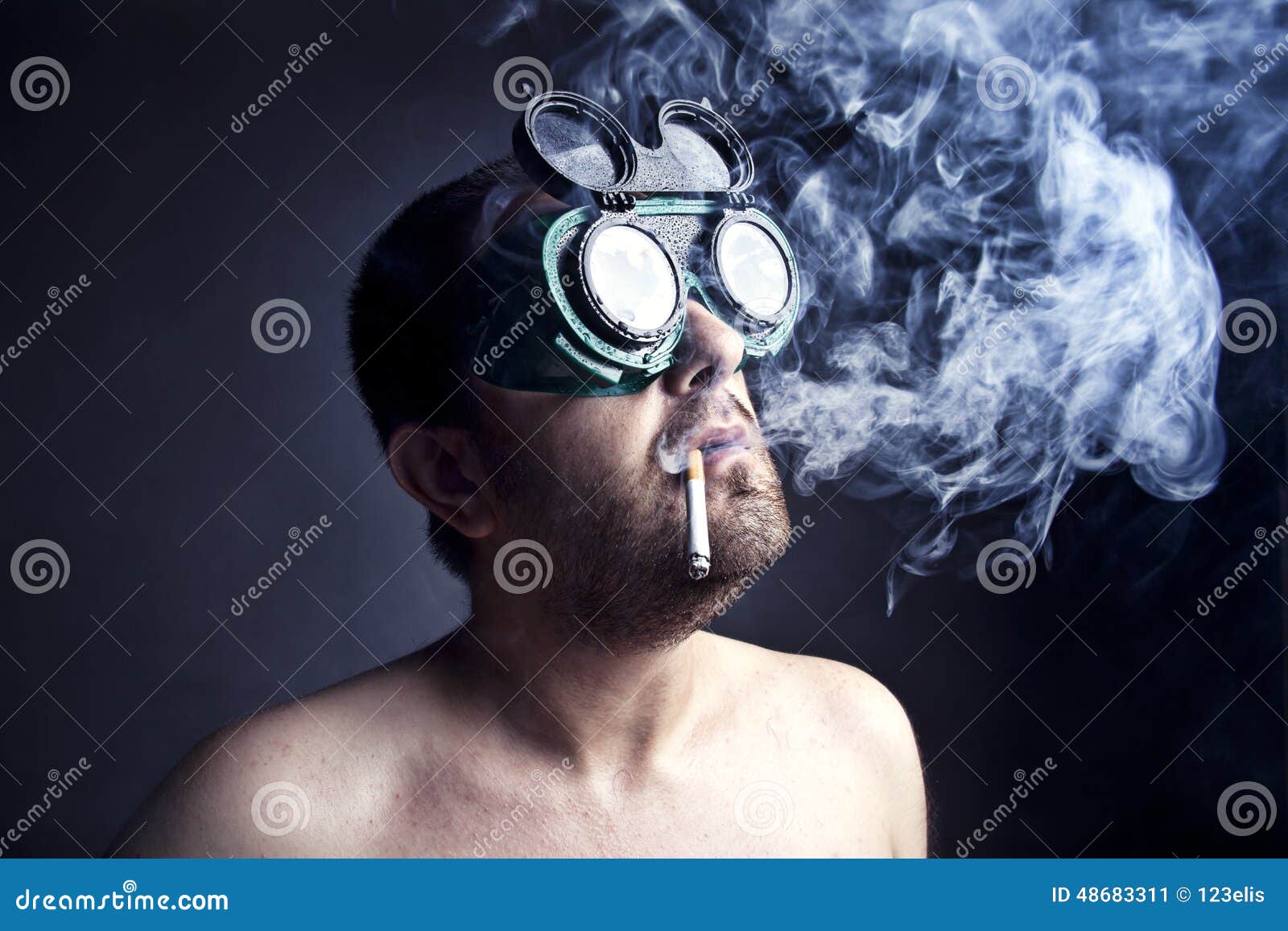 Smoker Man stock image. Image of glass, funny, away, smoke - 48683311