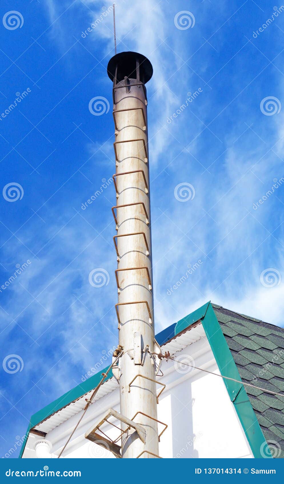 Smokestack on Background of Sky Stock Photo - Image of architecture ...