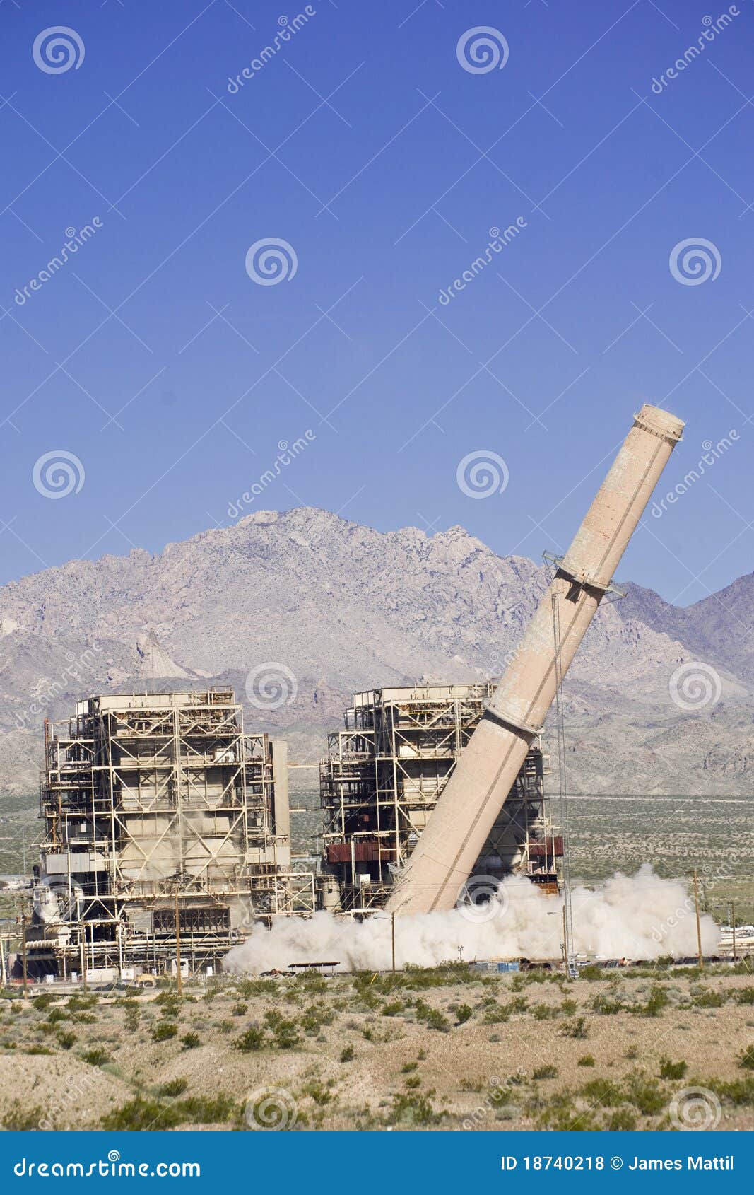 Smokestack Demolition editorial stock photo. Image of utility - 18740218