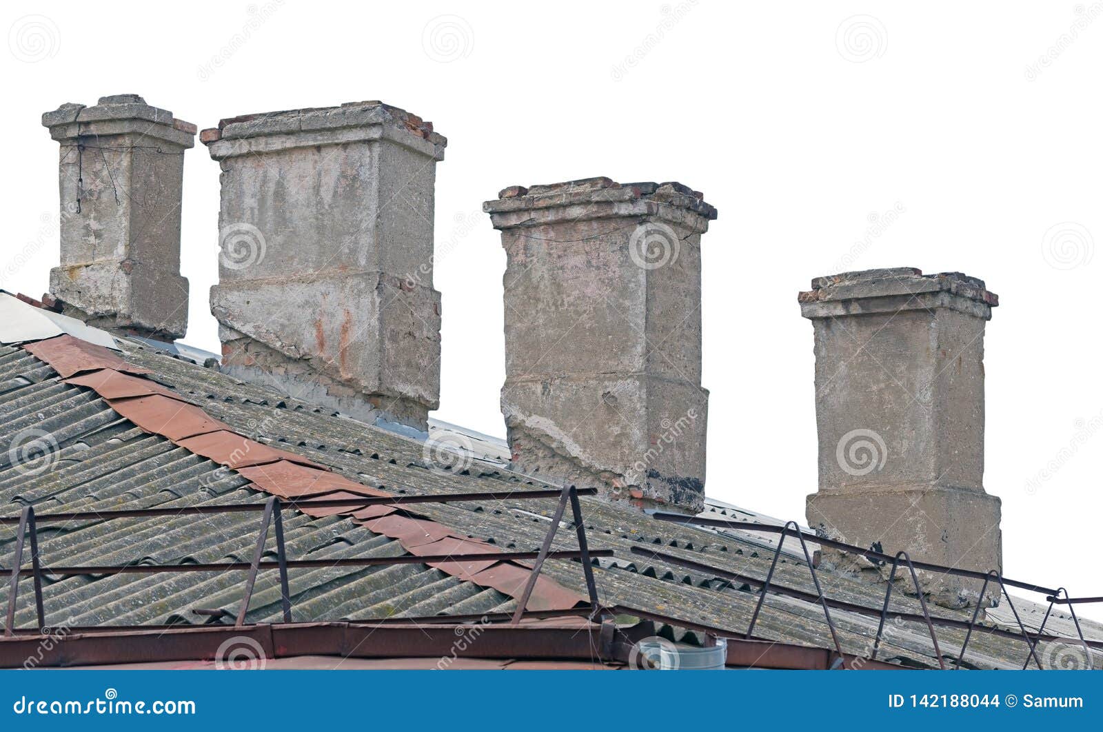 Smokestack Isolated on White Stock Photo - Image of resource, roof ...