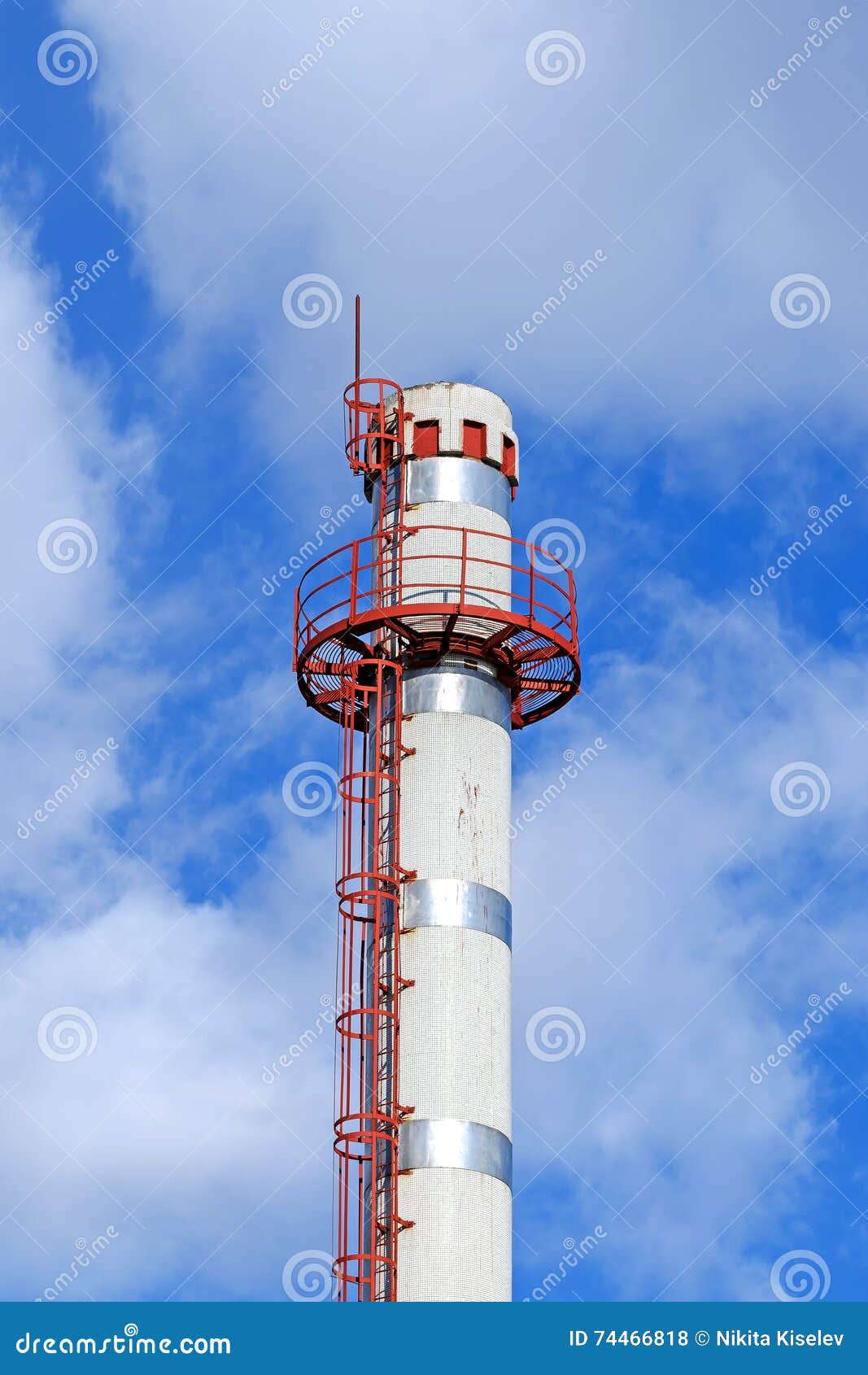 Smokestack with Ladder on the Sky Background Stock Photo - Image of ...