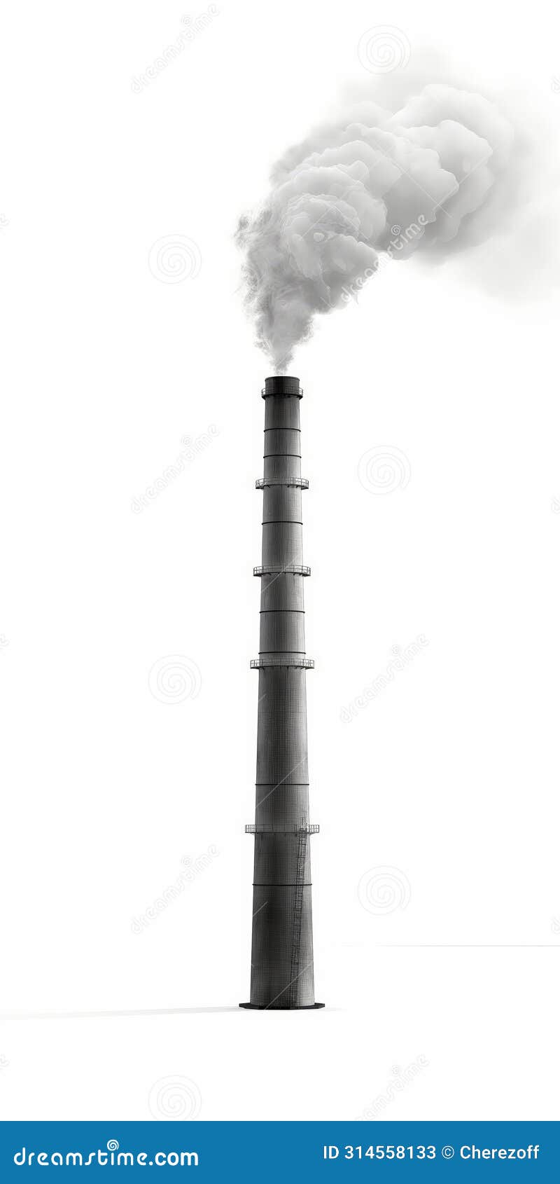 Smokestack Pollution Against a White Background Stock Image - Image of ...