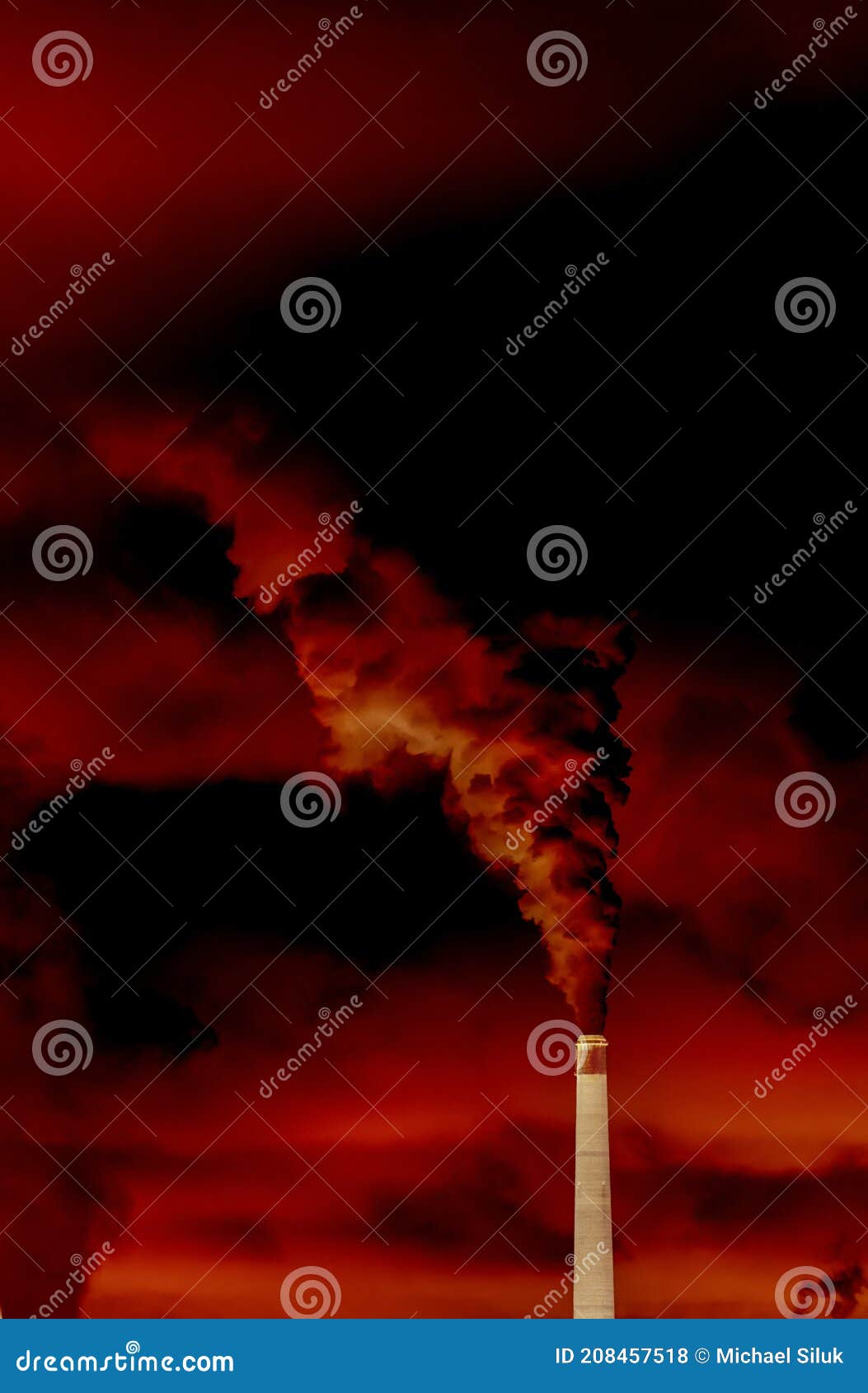 Smokestack Pouring Out Pollution into a Vivid Red Sky Stock Photo ...