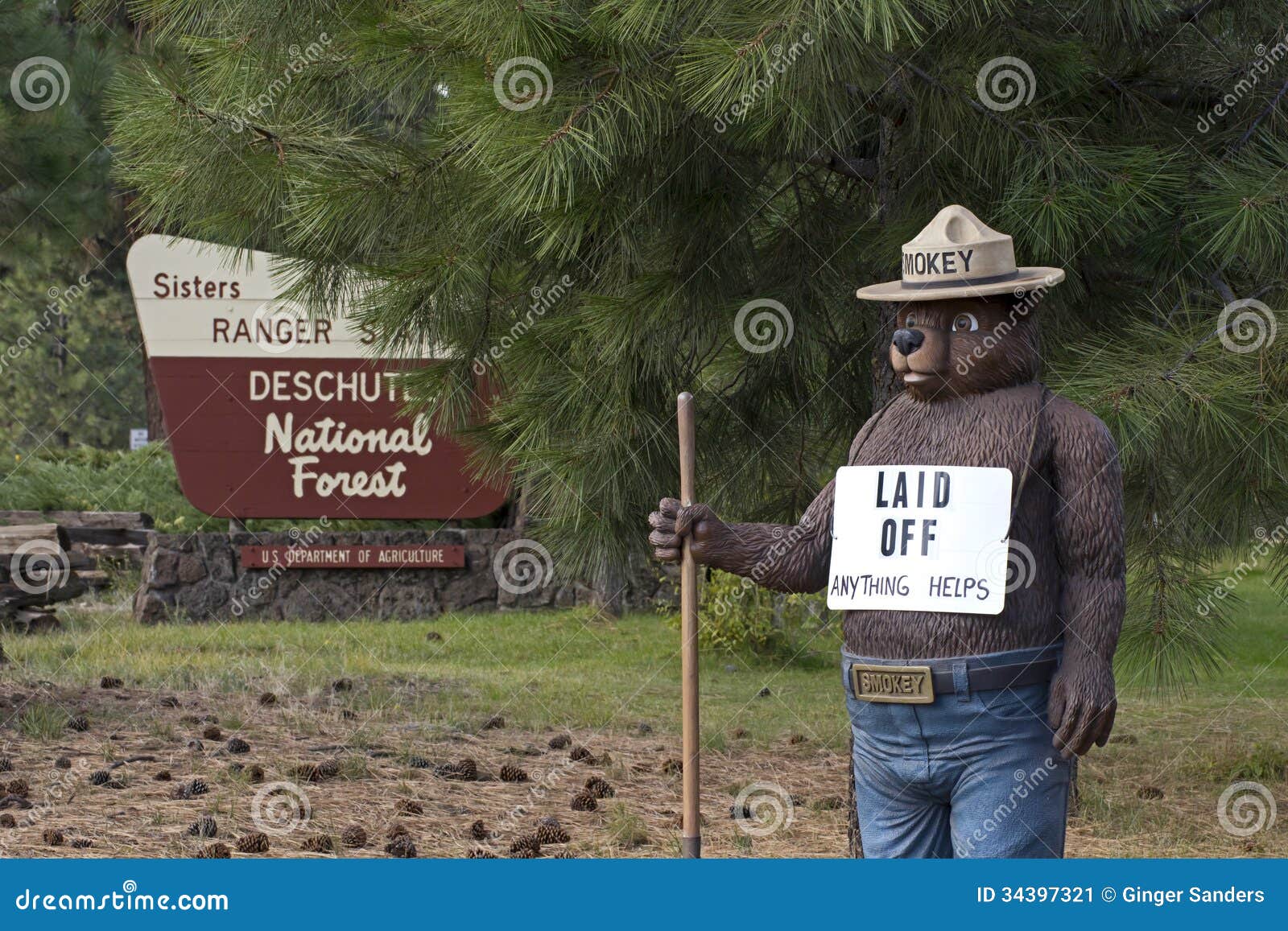 Smokey the Bear with Laid Off Sign Editorial Photo - Image of daylight ...
