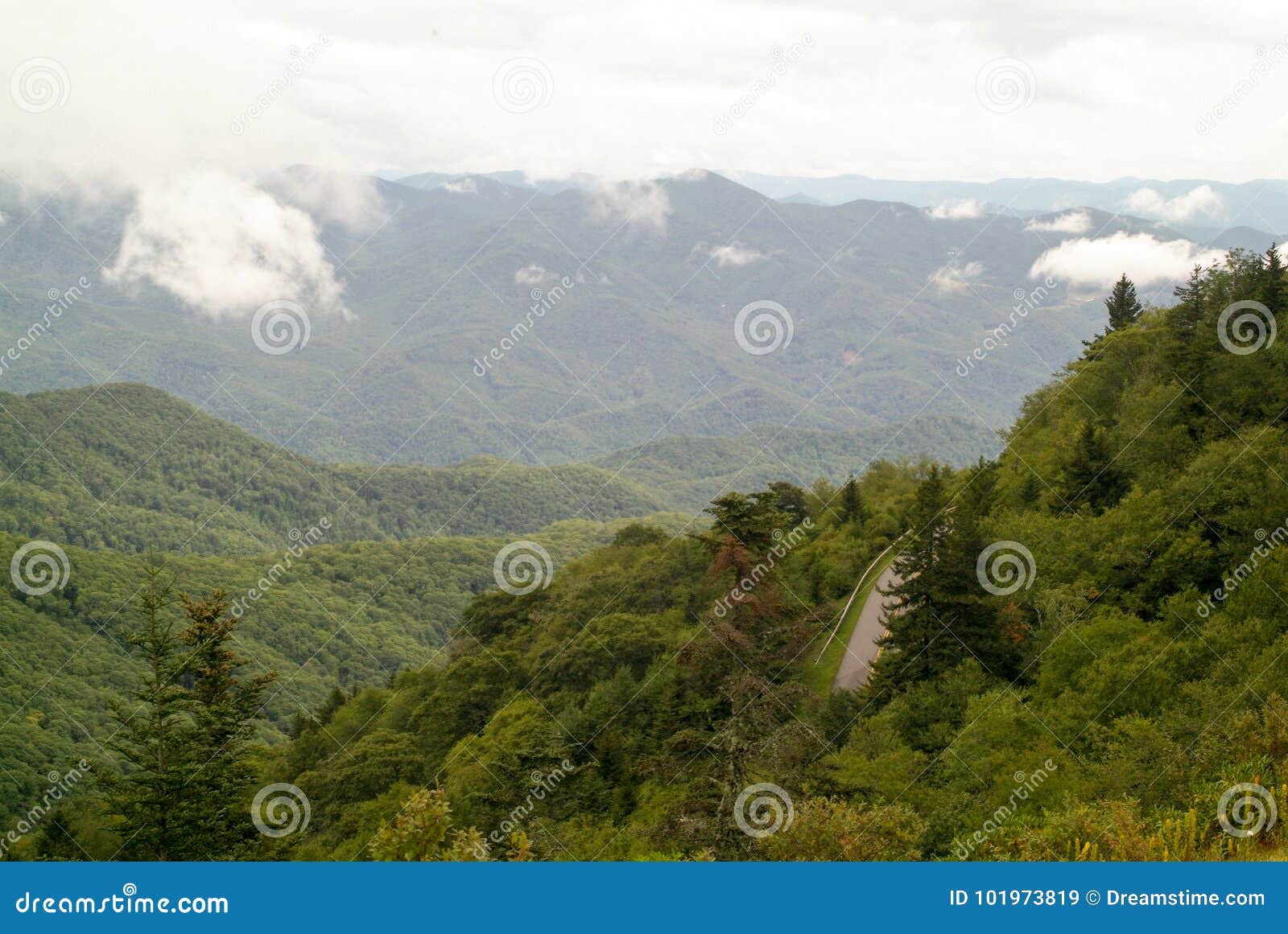Smokey Mountain Parkway View Stock Image - Image of mountains, road ...