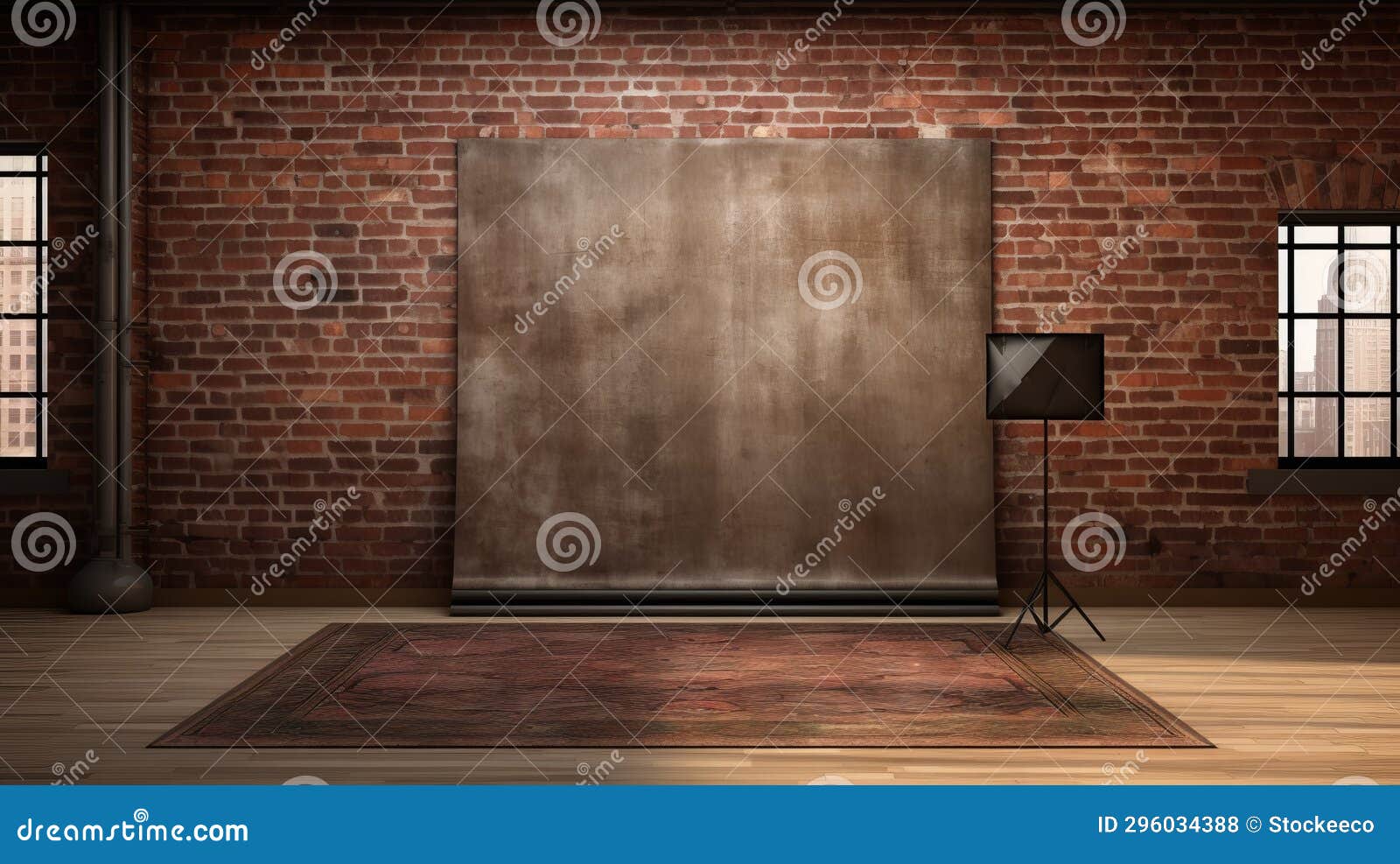 Smokey Studio Portrait: Brick Wall Frame with Rug Stock Illustration ...