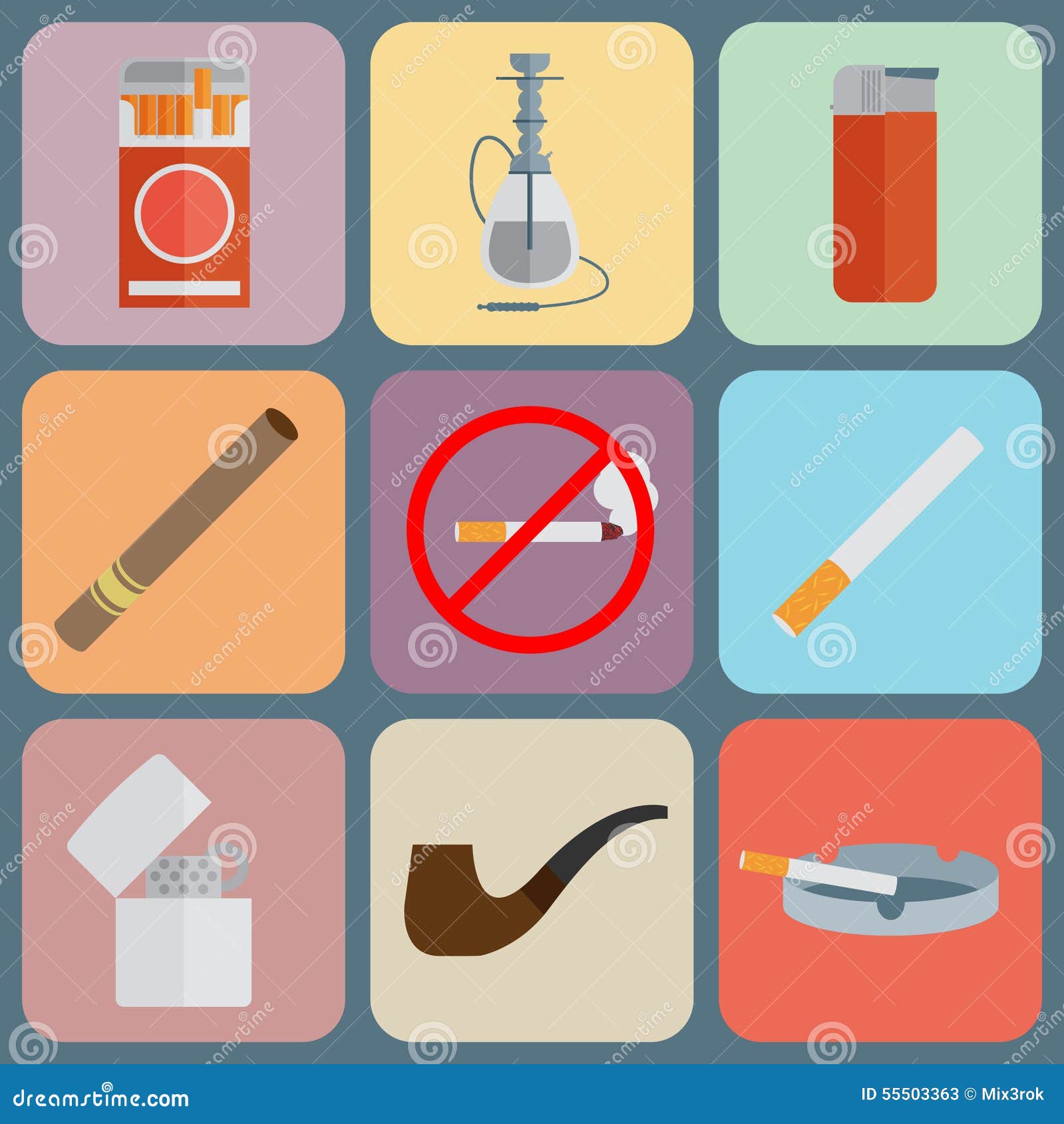 Smoking and Accessories Icons Set. Vector Illustration Stock Vector ...