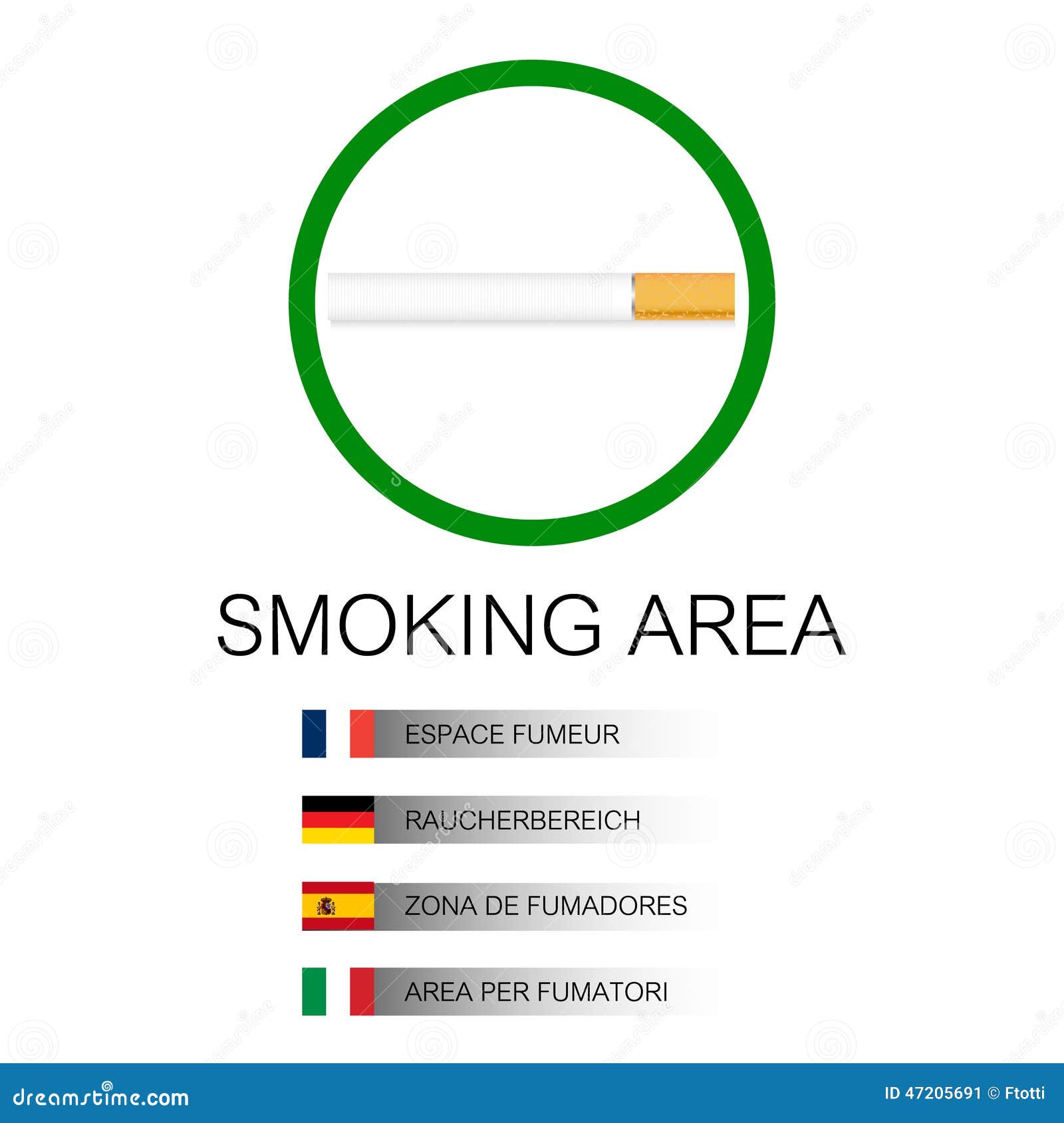 Smoking Area Background with Cigarette and Flags Stock Vector ...