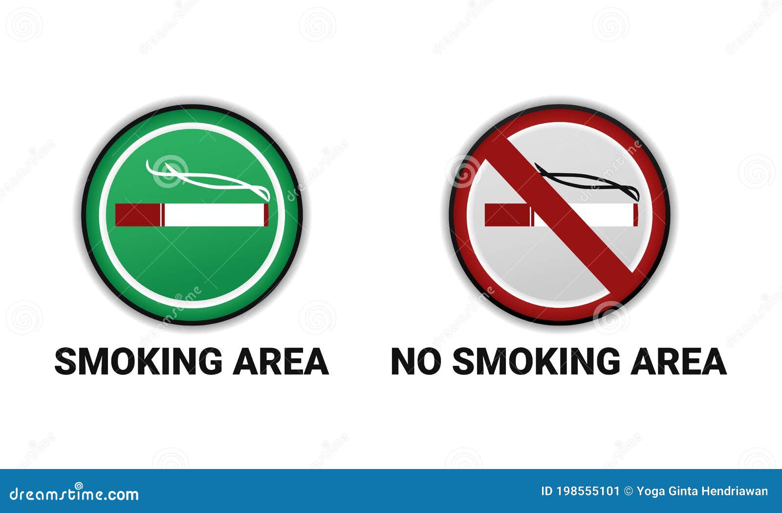 Smoking Area and No Smoking Area Signs. Illustration Vector Stock ...