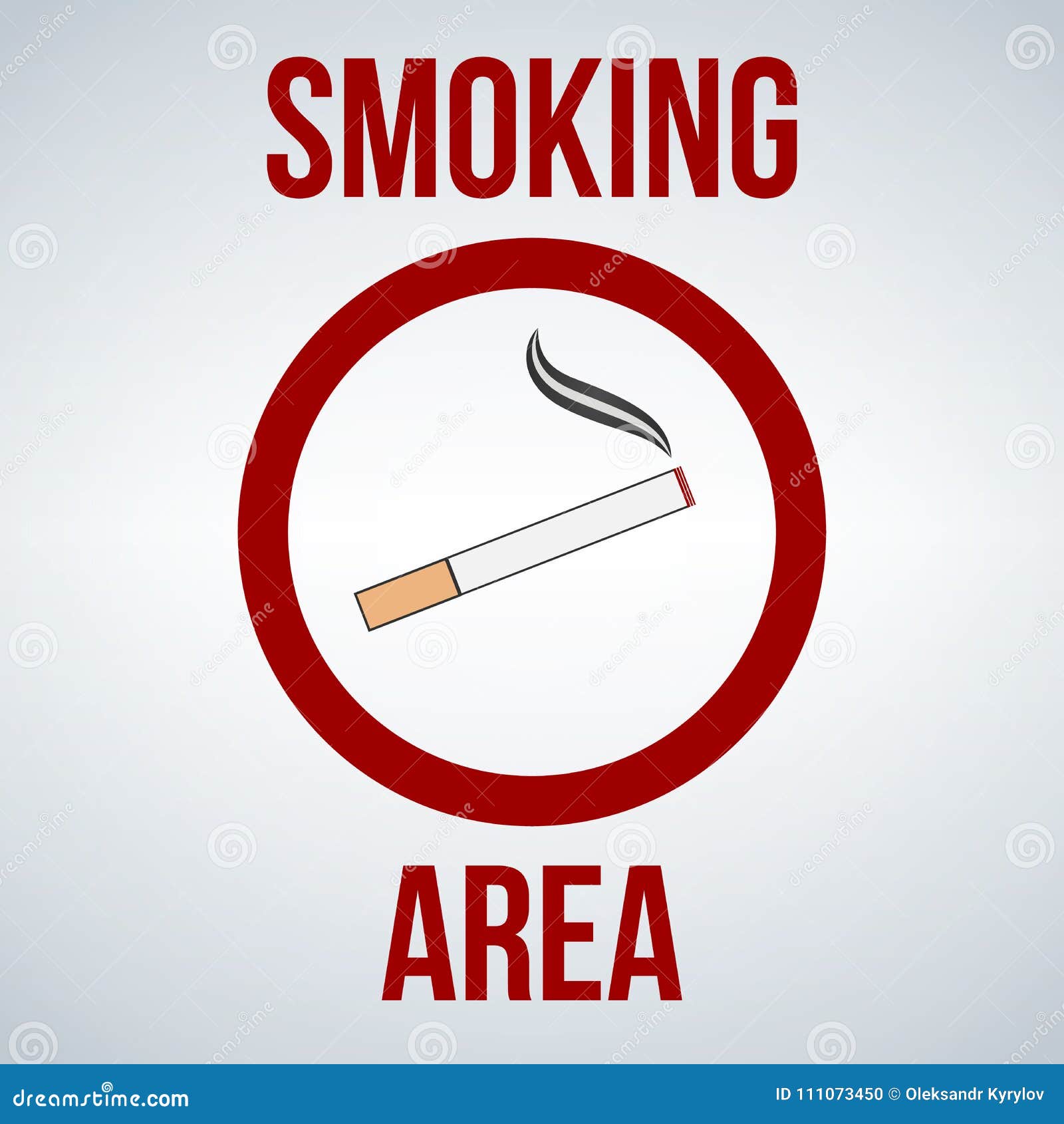Smoking Area Sign. Vector Illustration Isolated on White. Stock ...