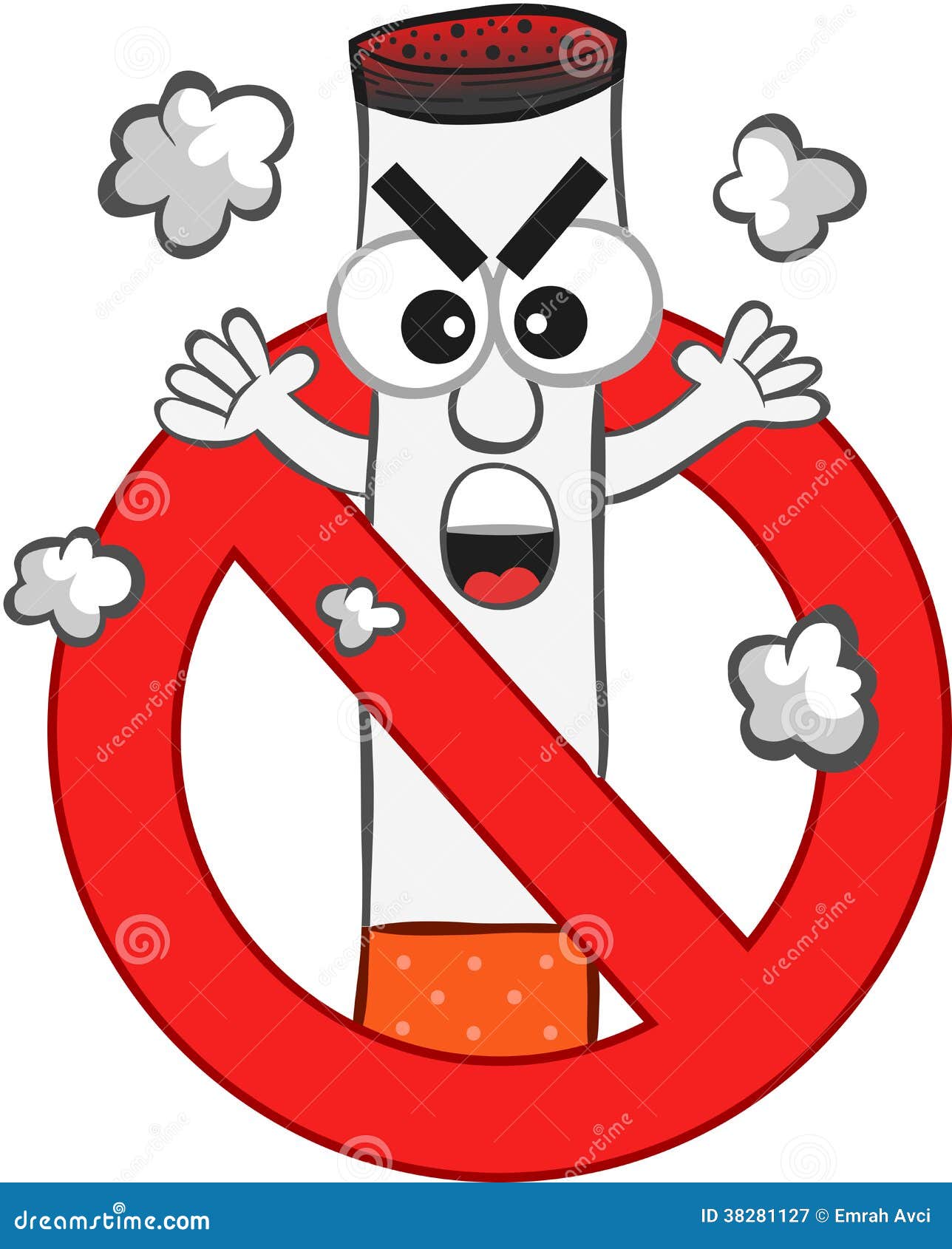 Smoking Ban Cartoon stock illustration. Illustration of addict - 38281127