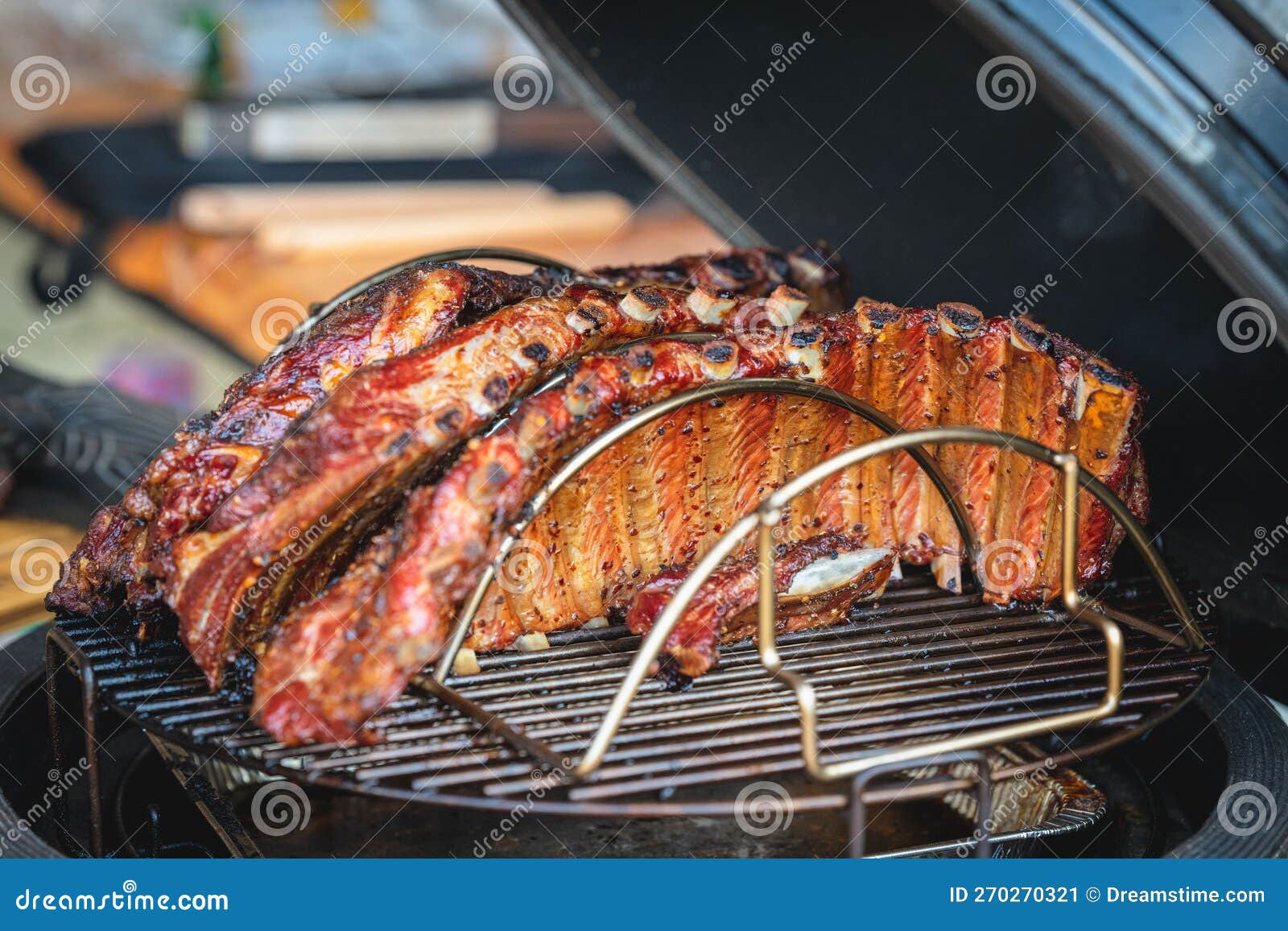 Smoking Barbecue, with an Out Door Grill Stock Image - Image of enjoy ...