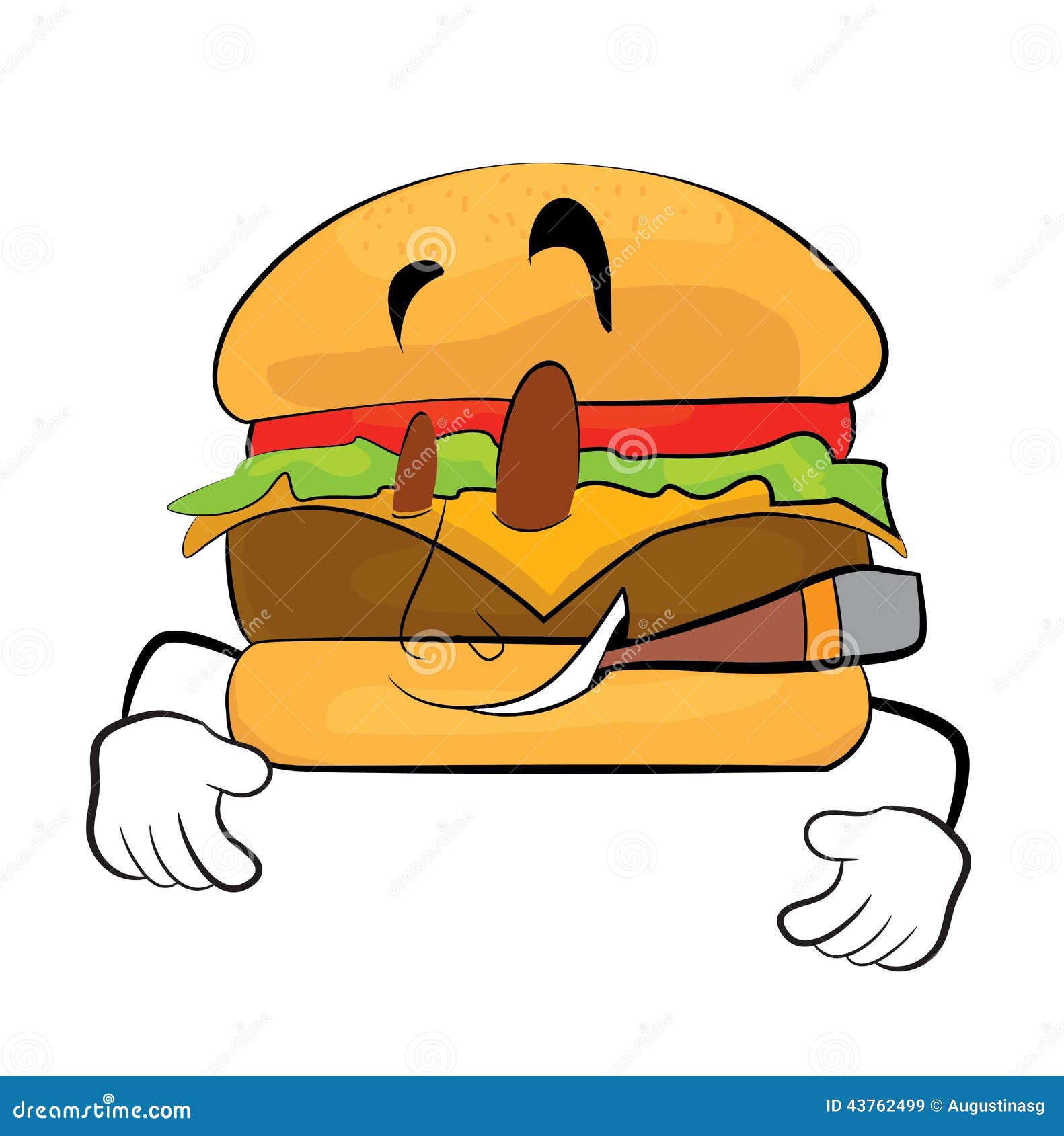 Smoking Burger cartoon stock illustration. Illustration of white - 43762499