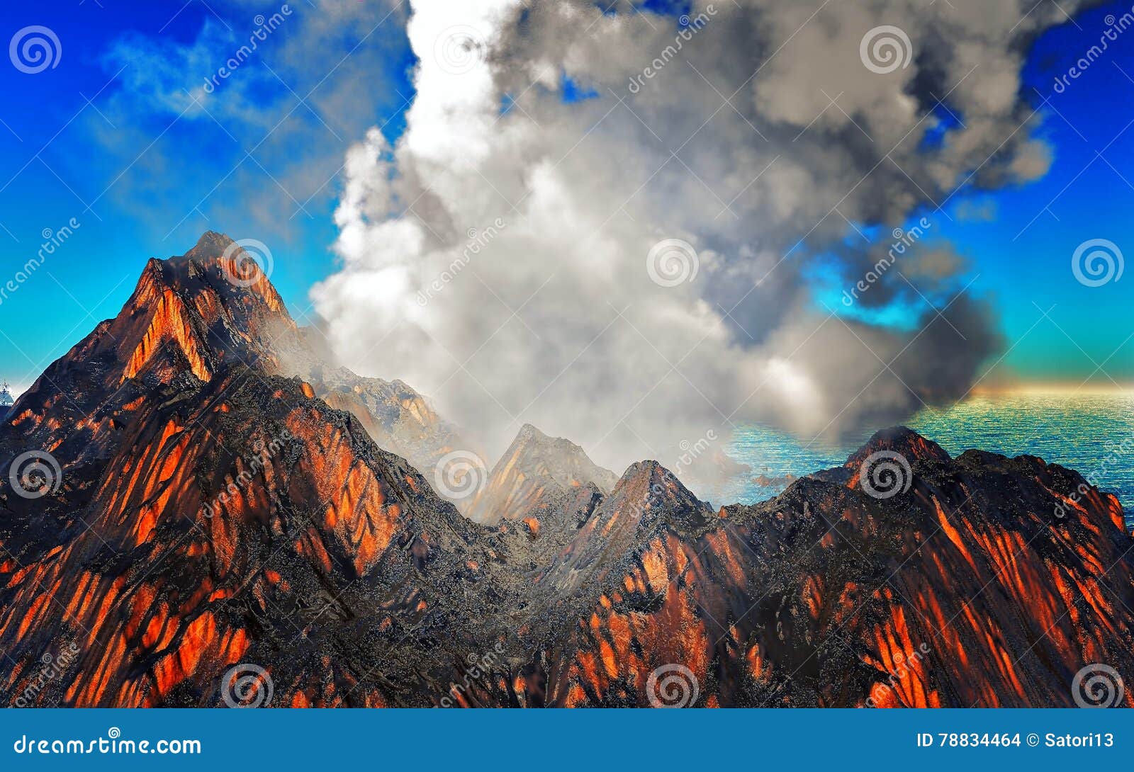 Smoking Caldera of the Volcano 3d Rendering Stock Photo - Image of ...