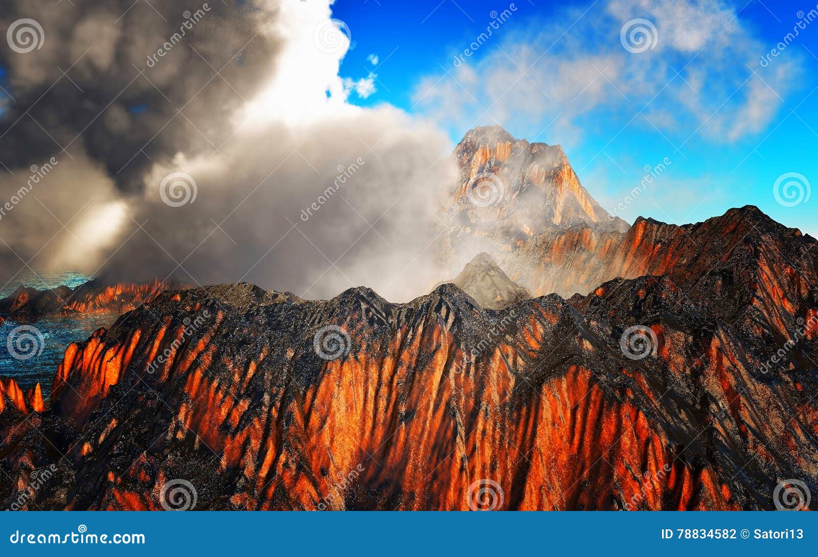 Smoking Caldera of the Volcano 3d Rendering Stock Photo - Image of ...