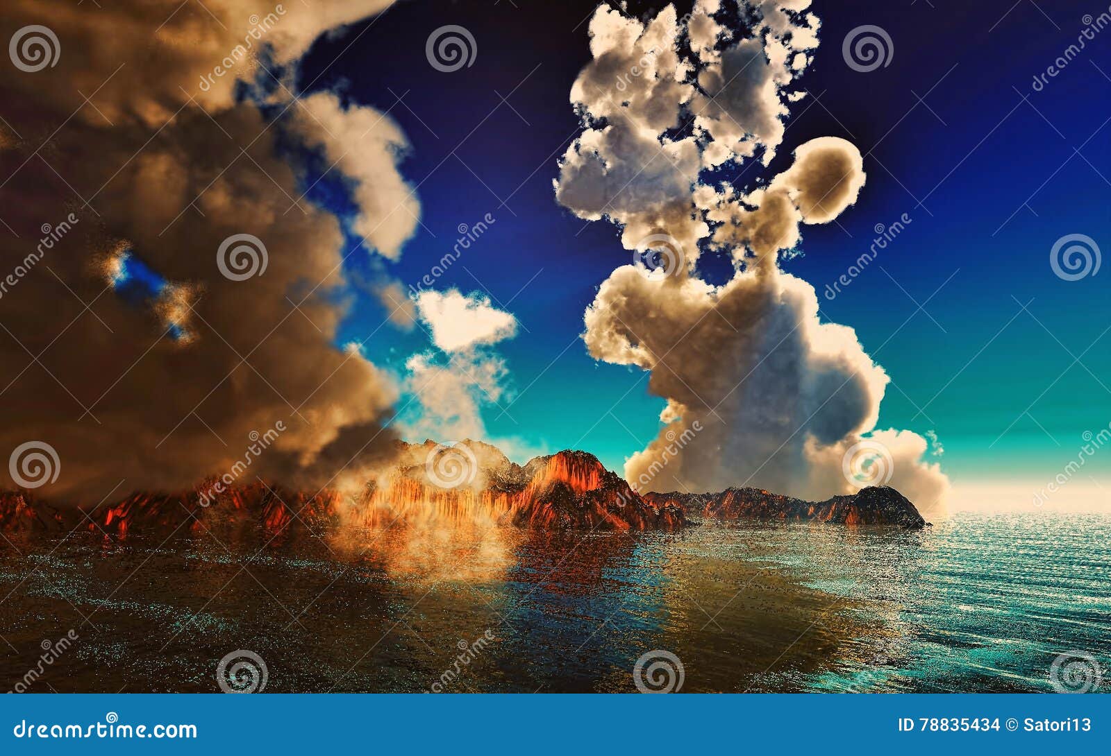 Smoking Caldera of the Volcano 3d Rendering Stock Photo - Image of flow ...