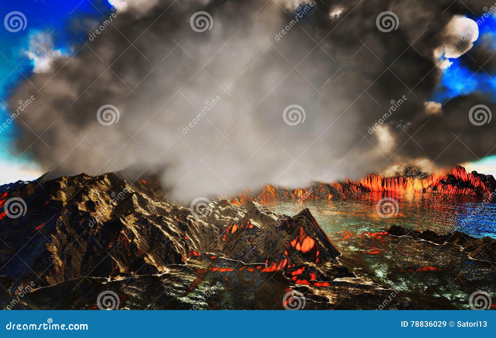 Smoking Caldera of the Volcano 3d Rendering Stock Image - Image of ...