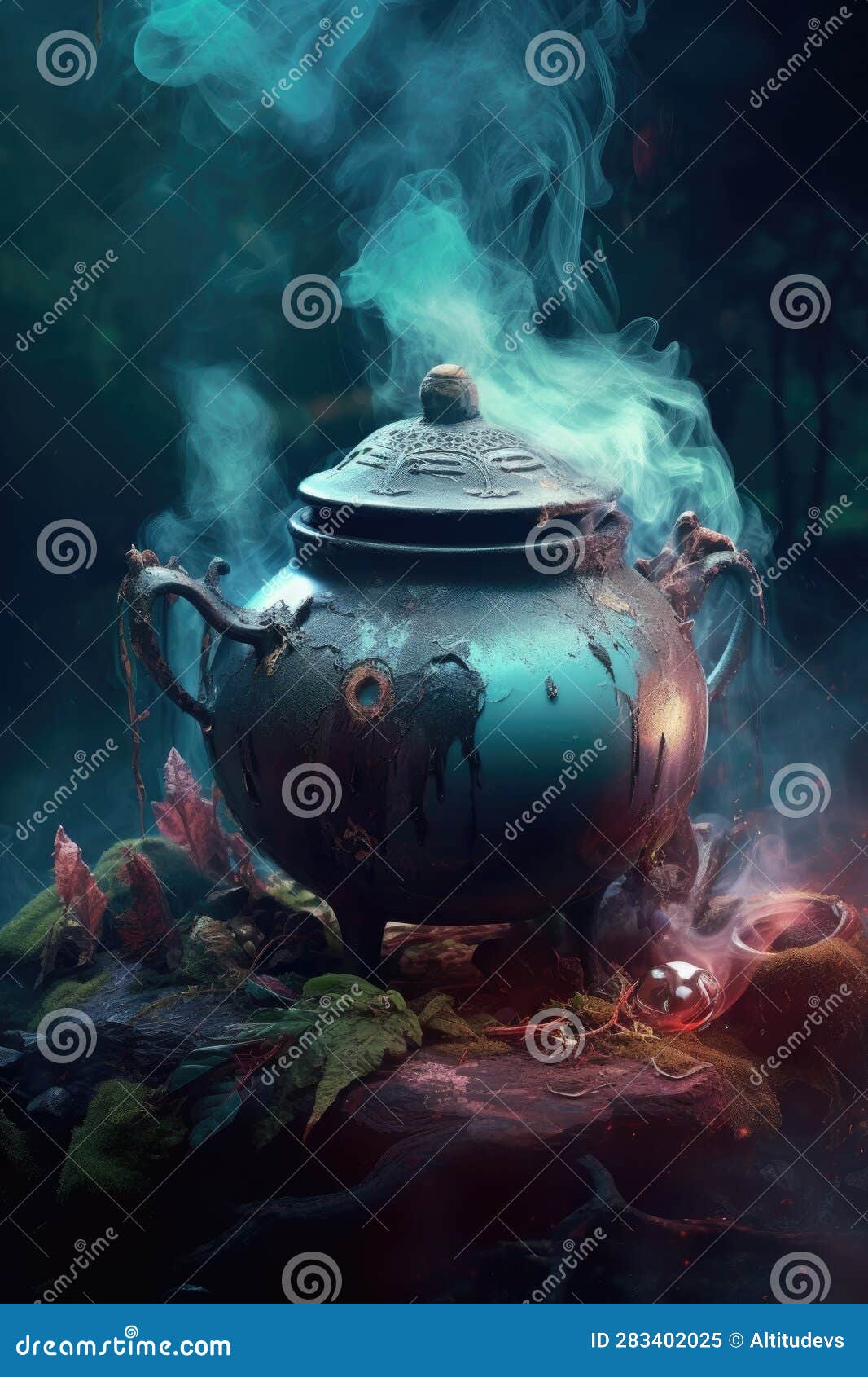 Smoking Cauldron with Mysterious Potion Stock Illustration ...