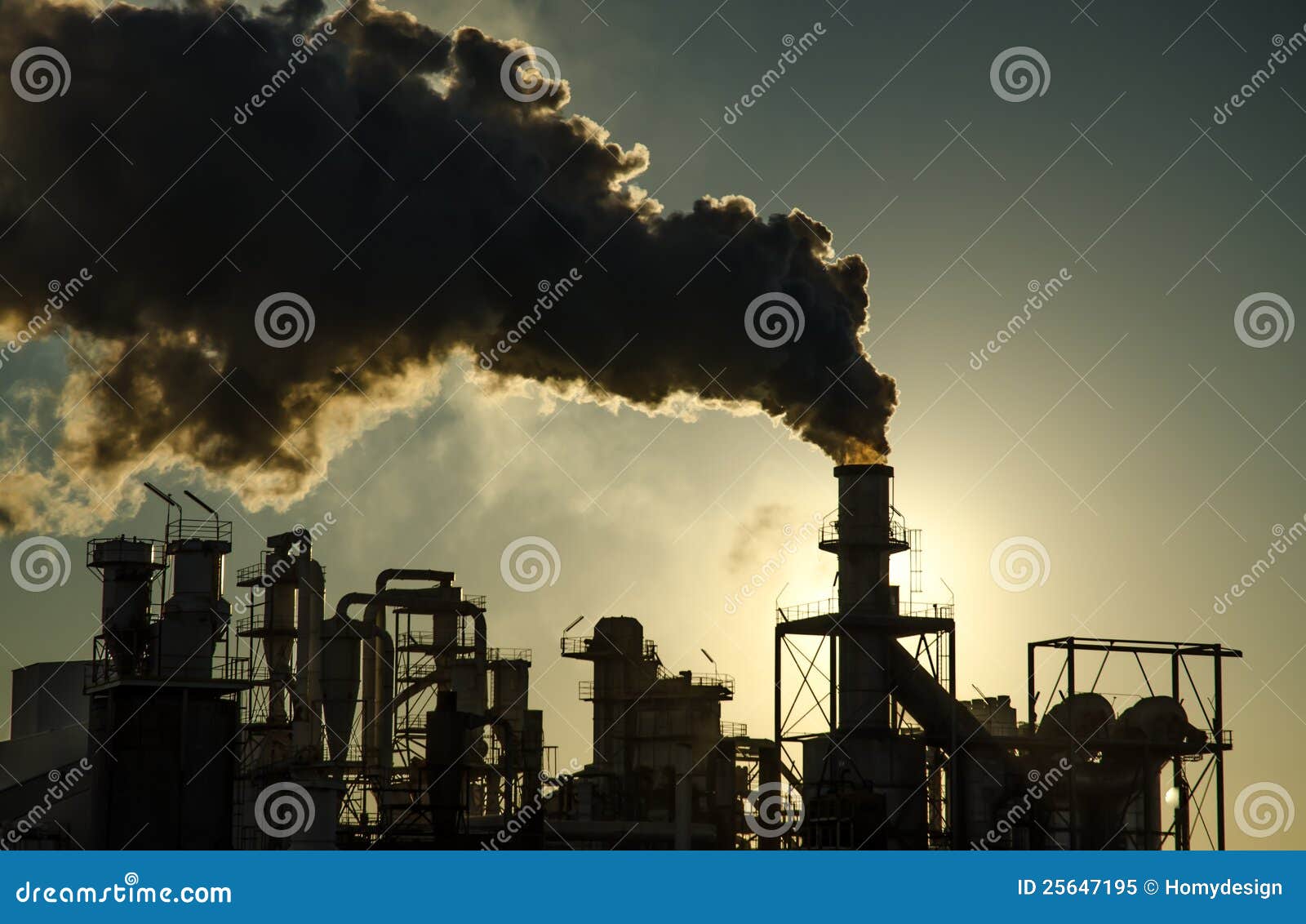 Smoking chimney at sunset stock image. Image of warming - 25647195