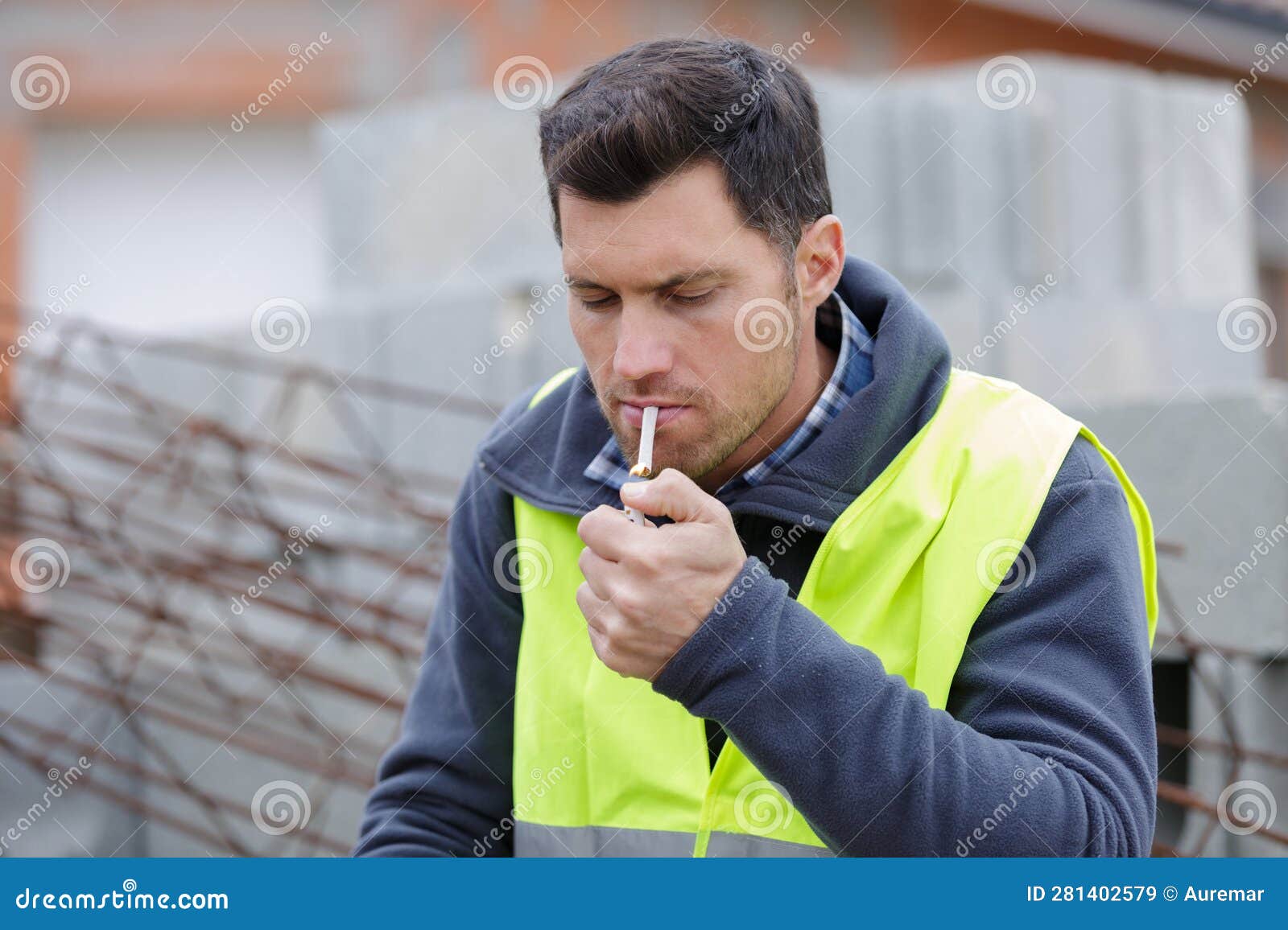 Smoking Cigarette on Construction Site Stock Image - Image of people ...