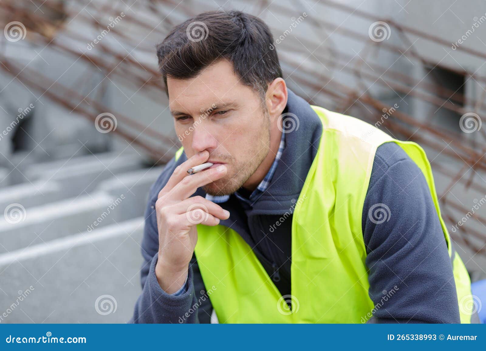 Smoking Cigarette on Construction Site Stock Image - Image of uniform ...