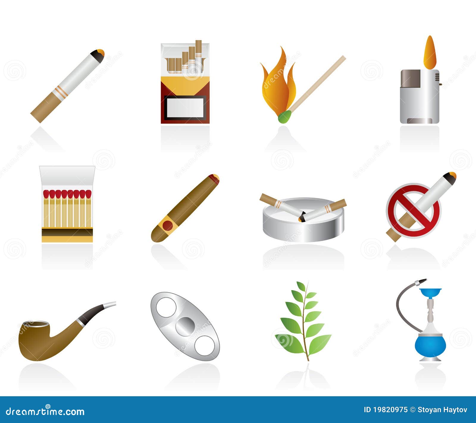 Smoking and Cigarette Icons Stock Vector - Illustration of icon, smoke ...