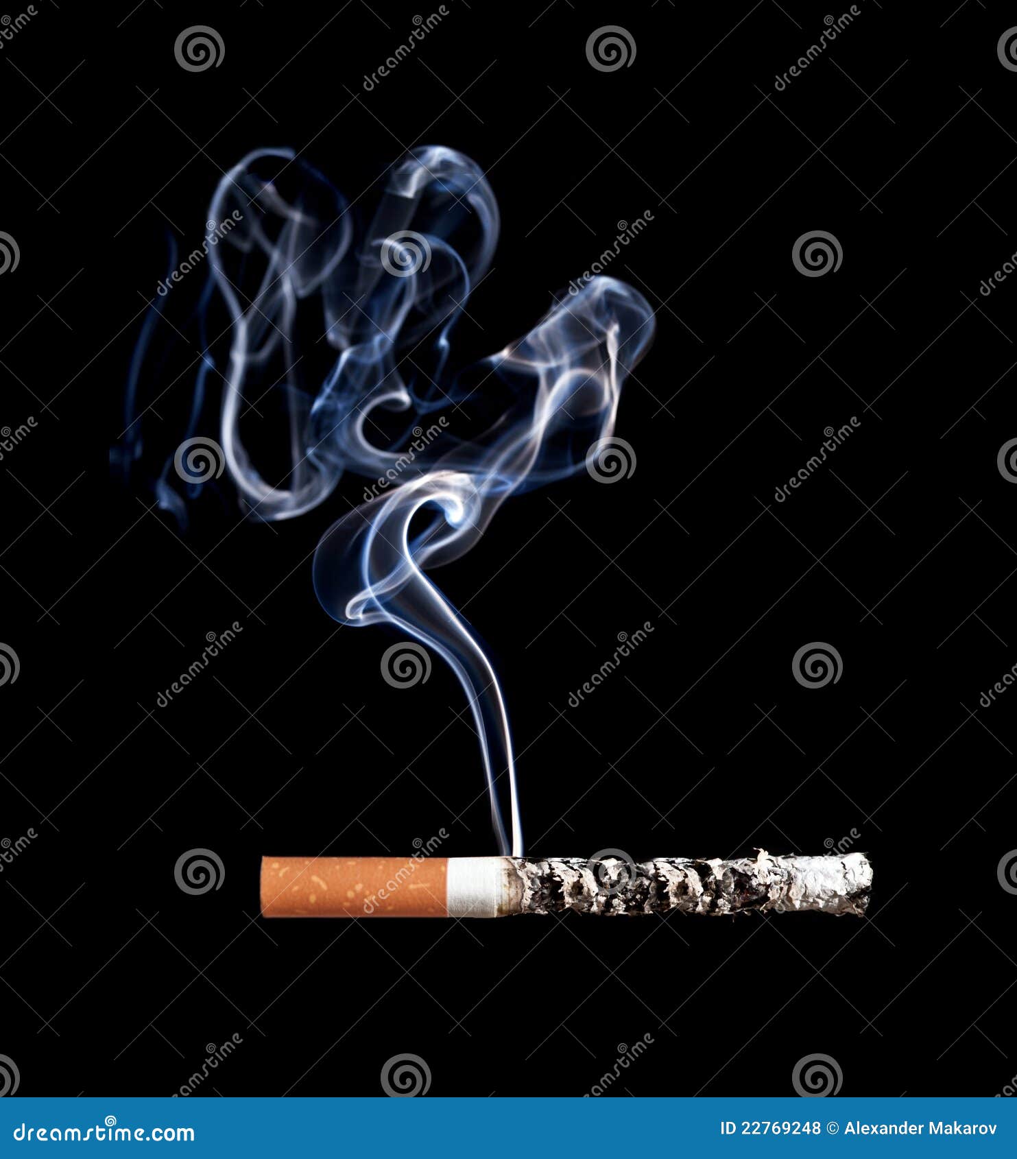 Smoking Cigarette. Isolated on Black Stock Photo - Image of healthy ...