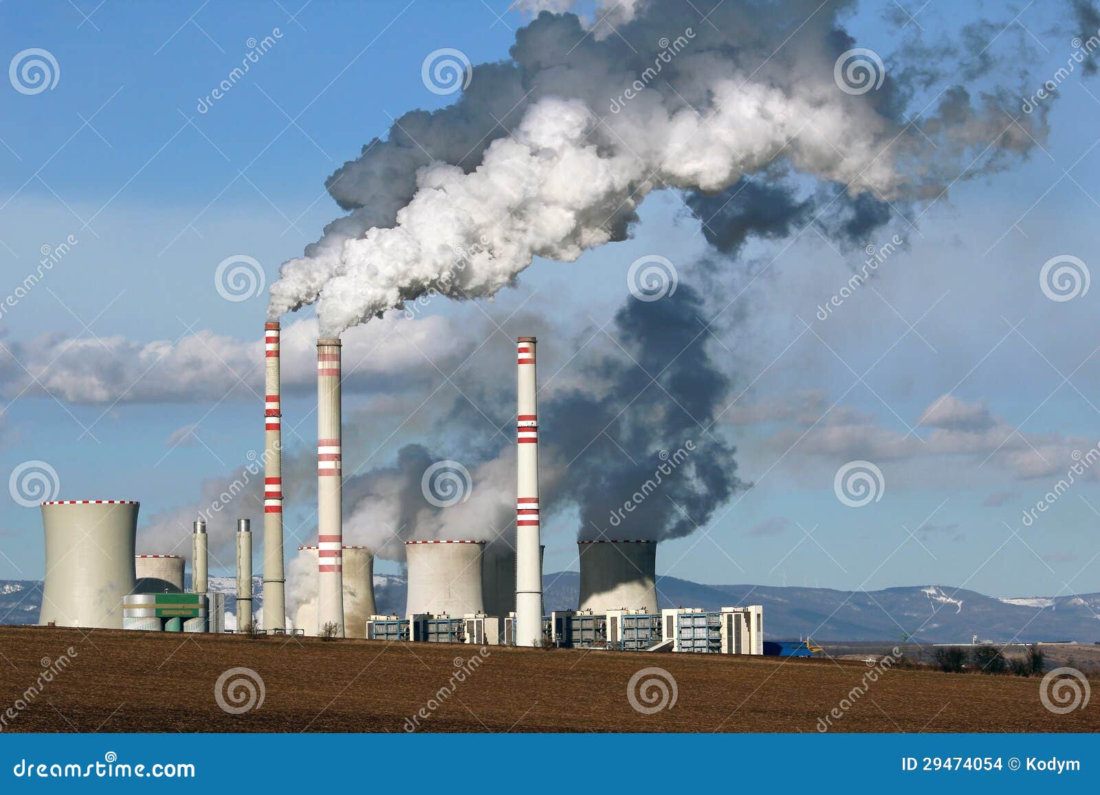Smoking coal power plant stock photo. Image of industrial - 29474054