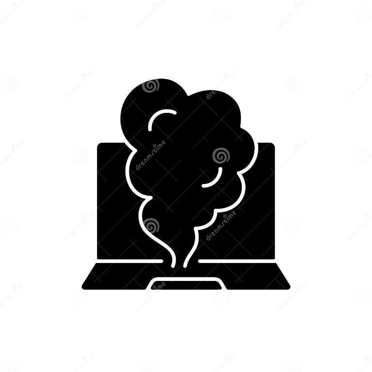 Smoking Computer Black Glyph Icon Stock Vector - Illustration of ...