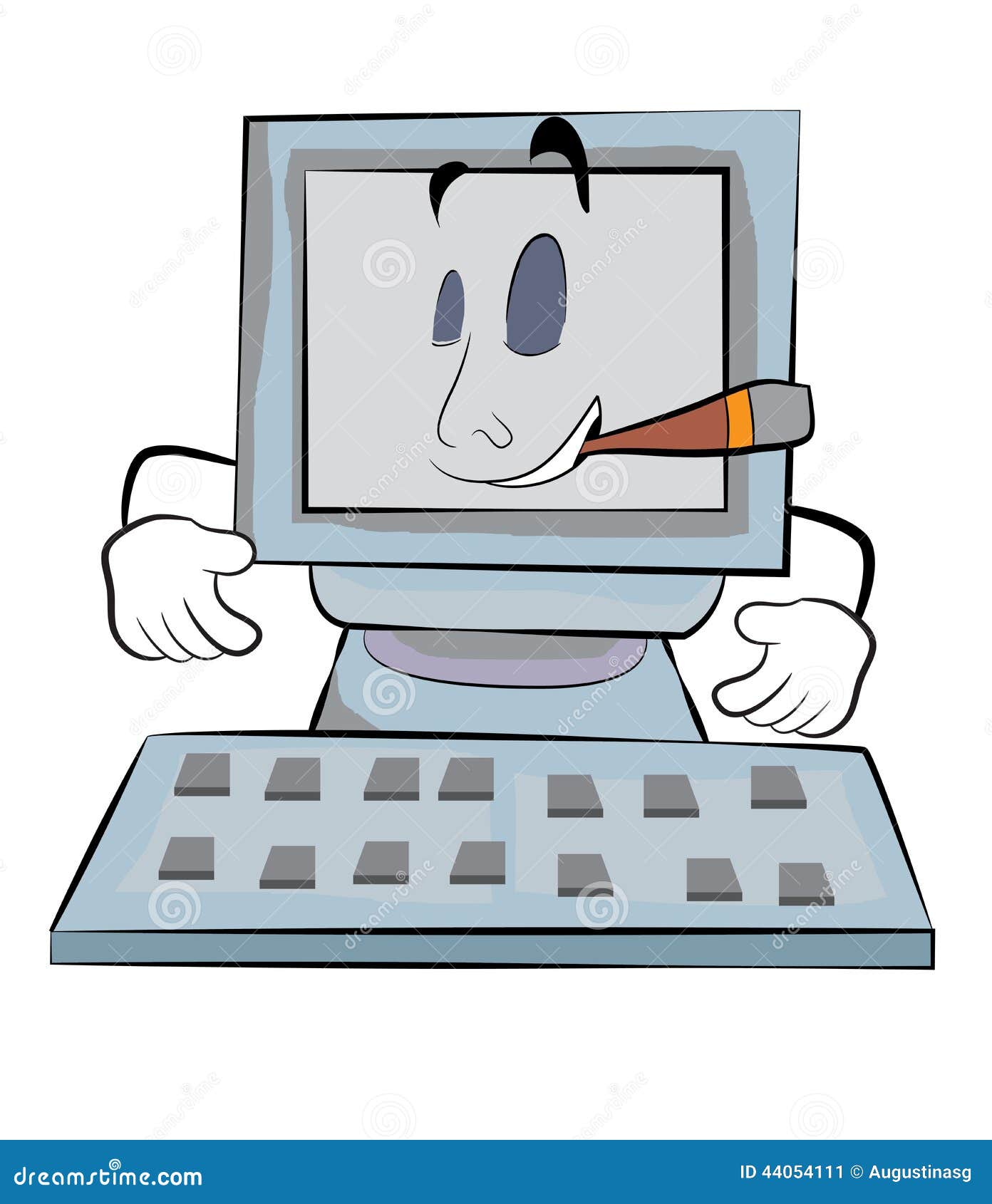 Smoking computer cartoon stock illustration. Illustration of character ...
