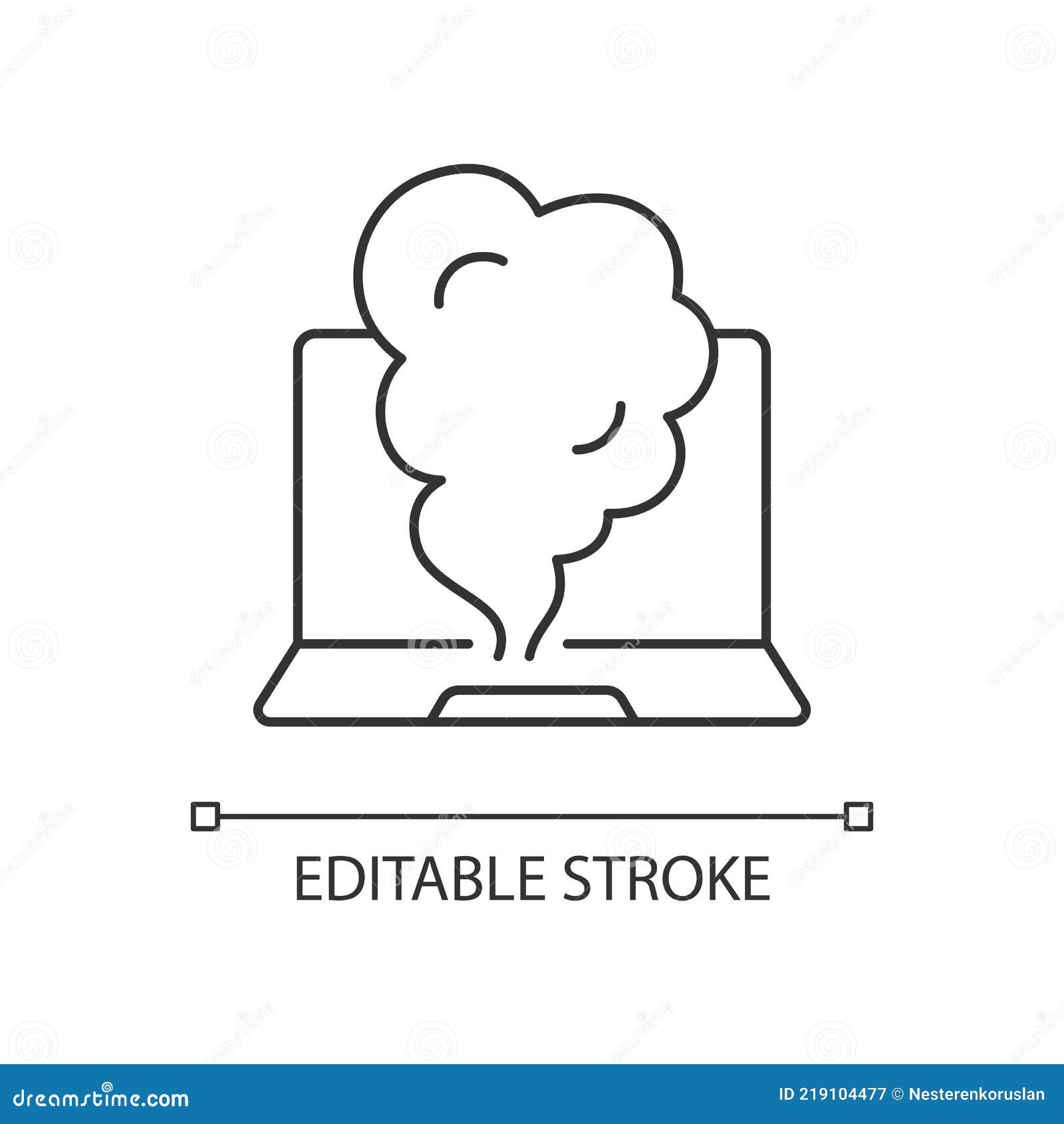 Smoking Computer Linear Icon Stock Vector - Illustration of linear ...