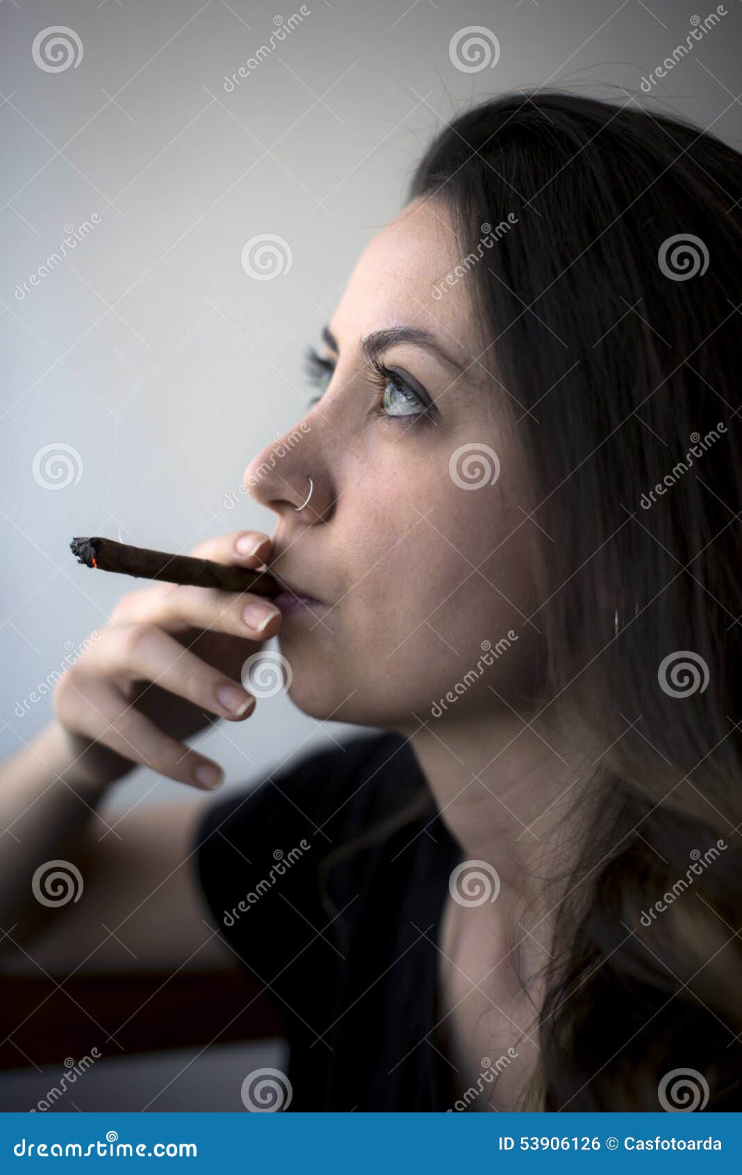 Smoking cute girl. stock photo. Image of beautiful, healthy - 53906126
