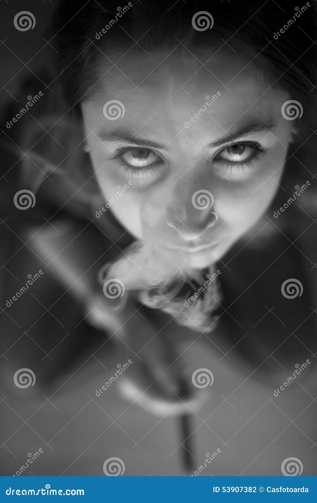 Smoking cute girl. stock photo. Image of eyes, girl, green - 53907382