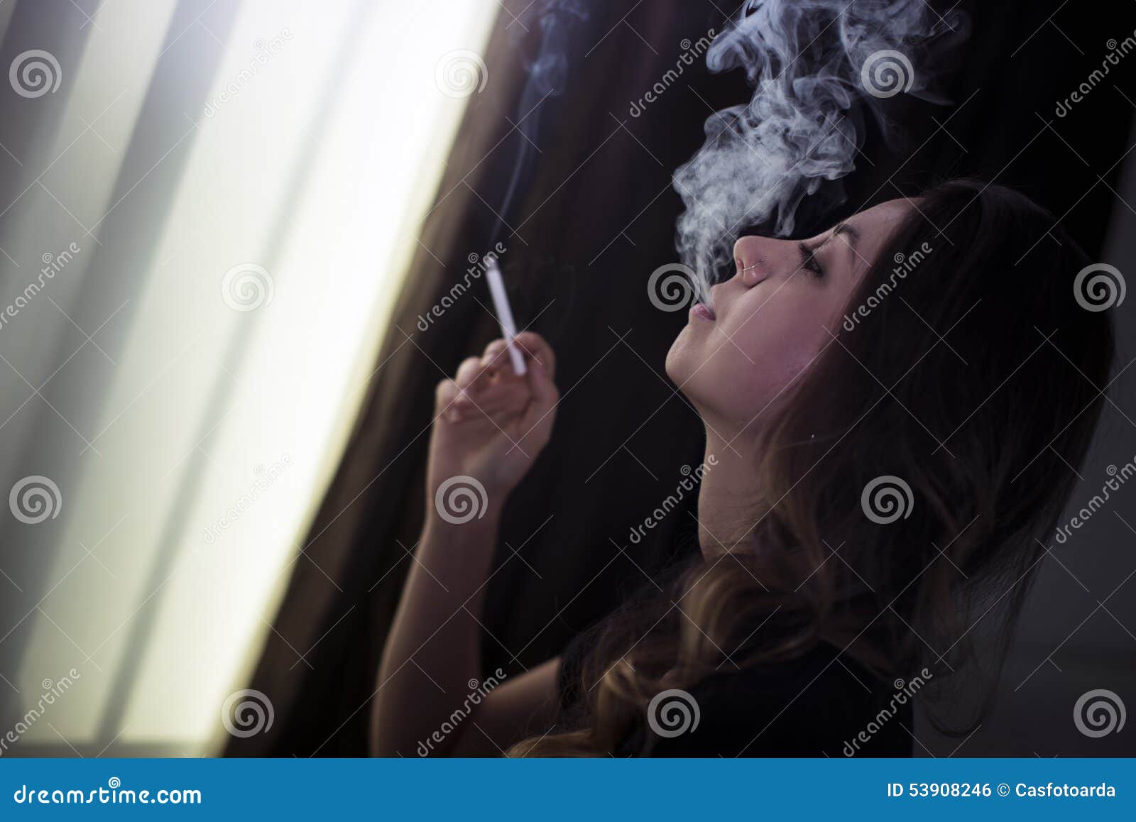 Smoking cute girl. stock photo. Image of lens, eyes, portrait - 53908246
