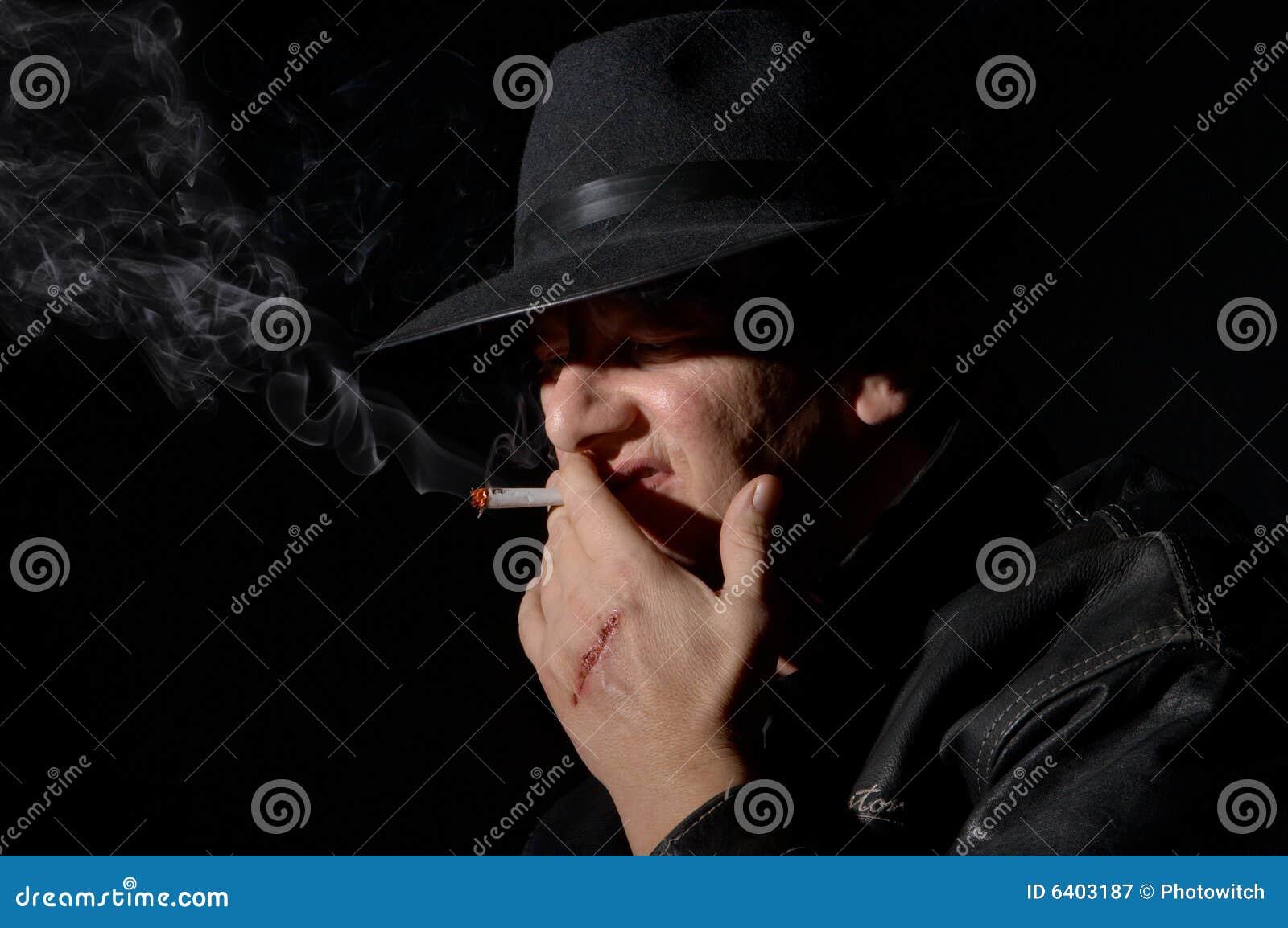 Smoking in the dark stock image. Image of dangerous, cigarette - 6403187