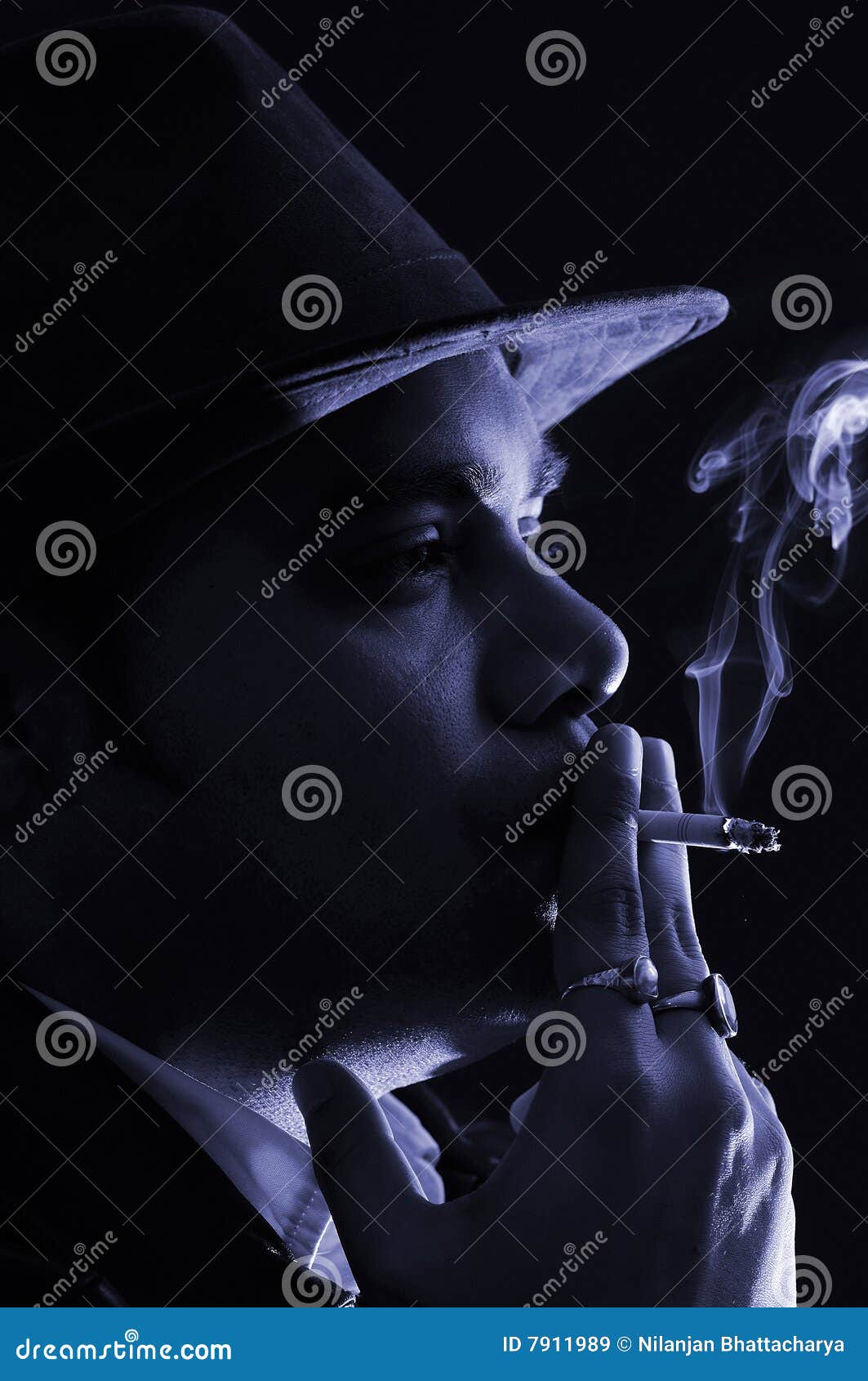 Smoking in the dark stock image. Image of nicotine, carbon - 7911989