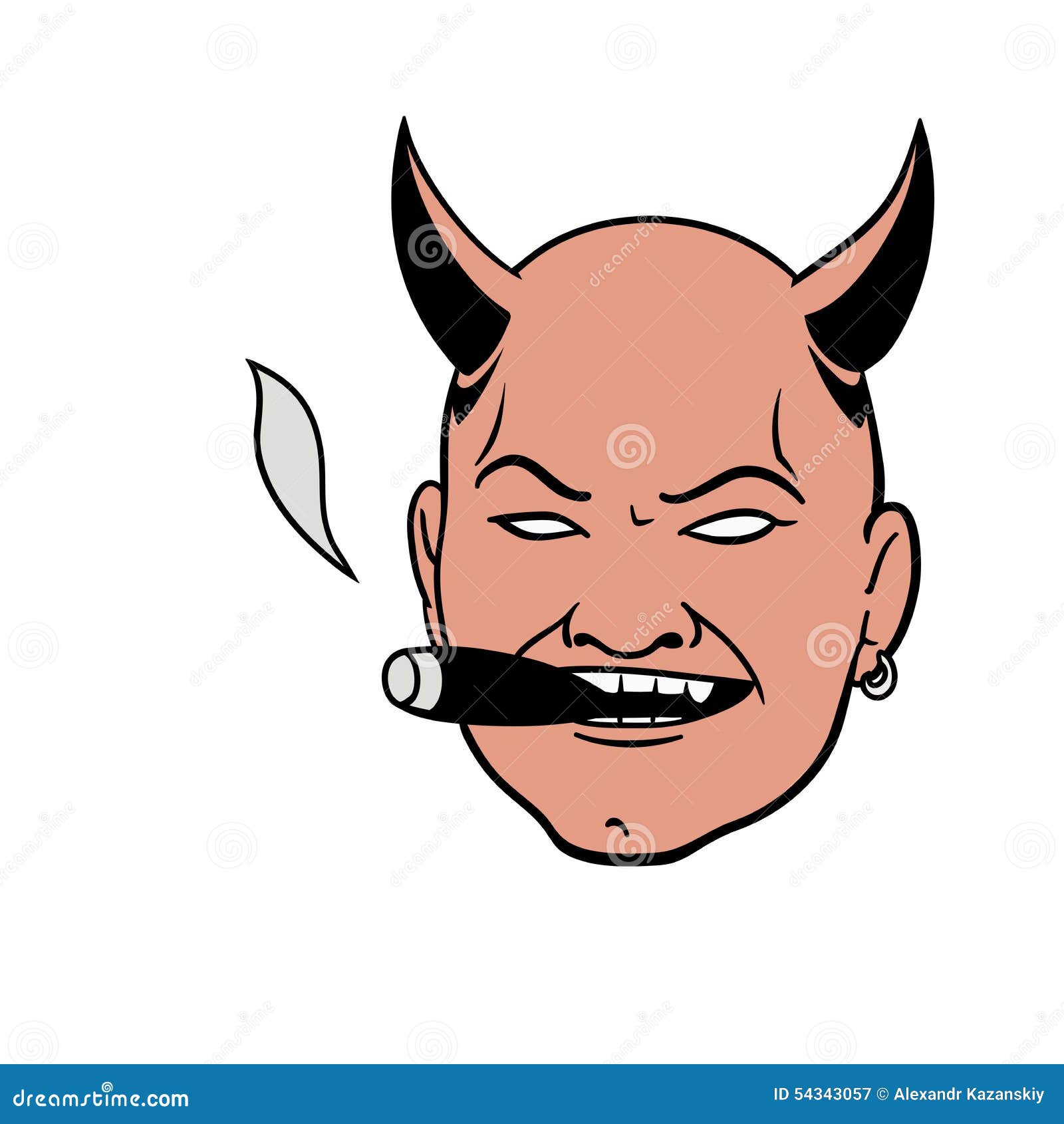 Smoking devil head stock vector. Illustration of teeth - 54343057