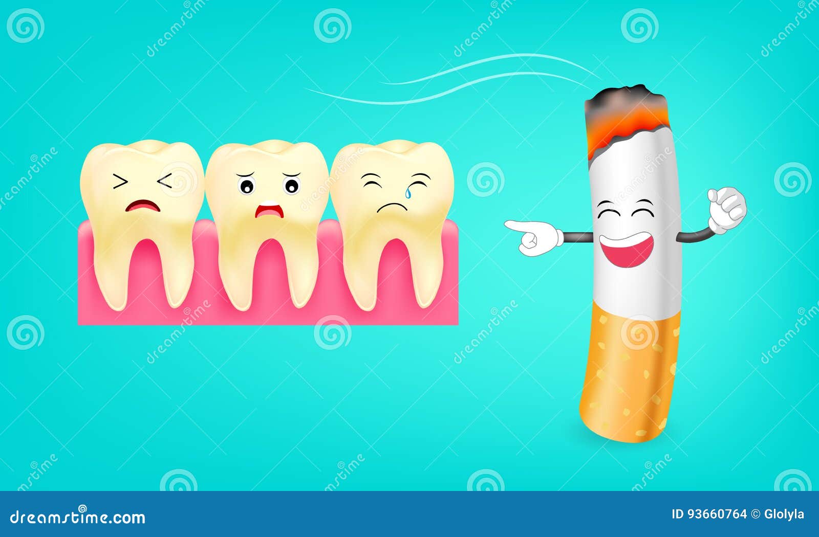 Smoking Effect on Tooth. Problem from Cigarette. Stock Vector ...