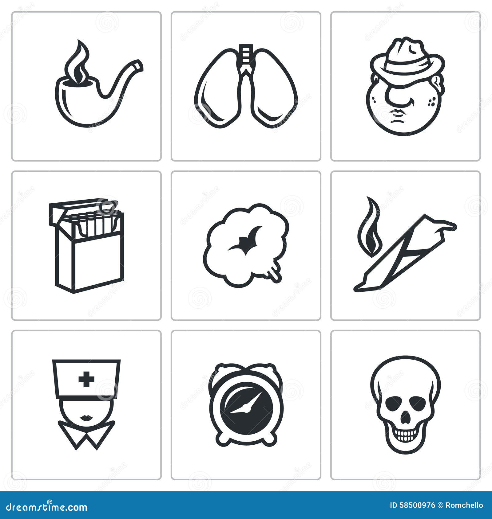 Smoking and Effects on the Body Icons Set. Vector Illustration. Stock ...