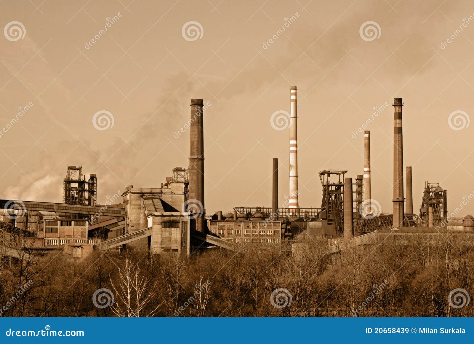 Smoking factory stock image. Image of sepia, danger, czech - 20658439