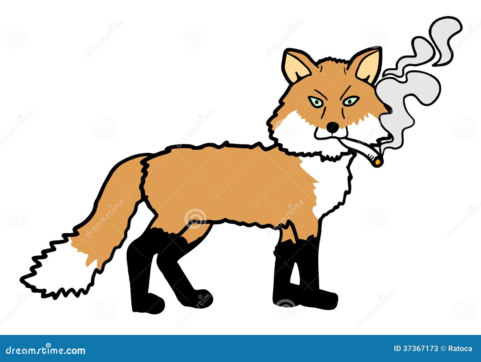 Smoking fox stock vector. Illustration of happiness, comic - 37367173