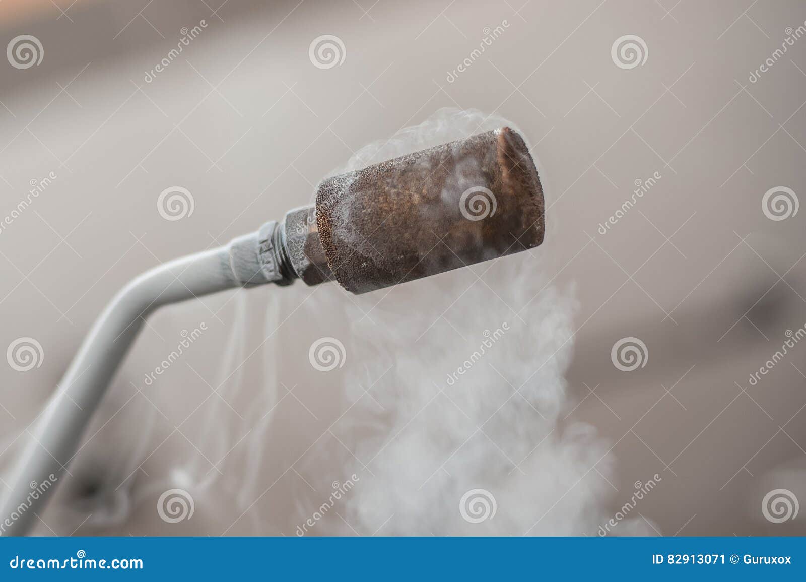 Smoking Frozen Pipe for Liquid Nitrogen Stock Image - Image of macro ...