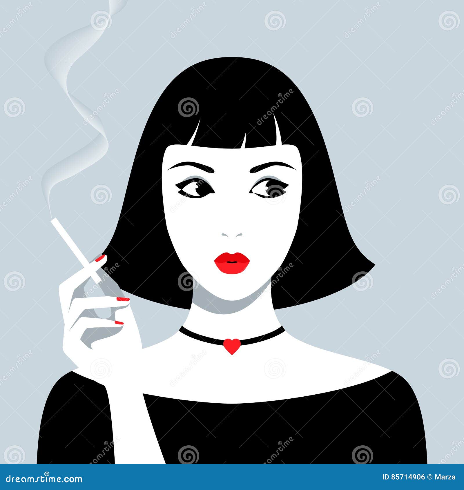 Smoking girl stock vector. Illustration of graphic, habit - 85714906