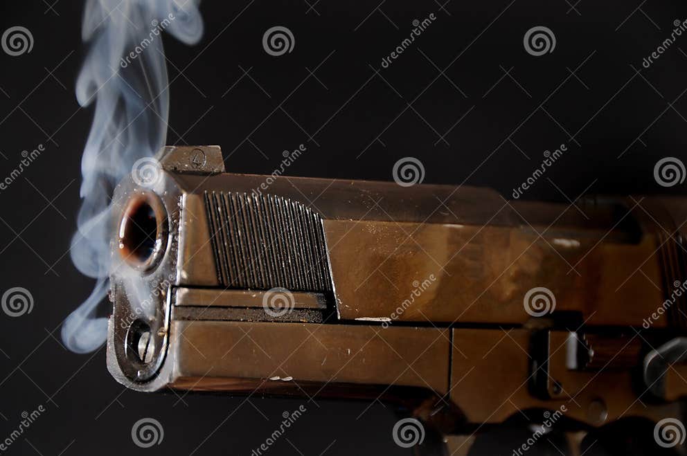 Smoking gun stock photo. Image of handgun, pistol, shootings - 16371602