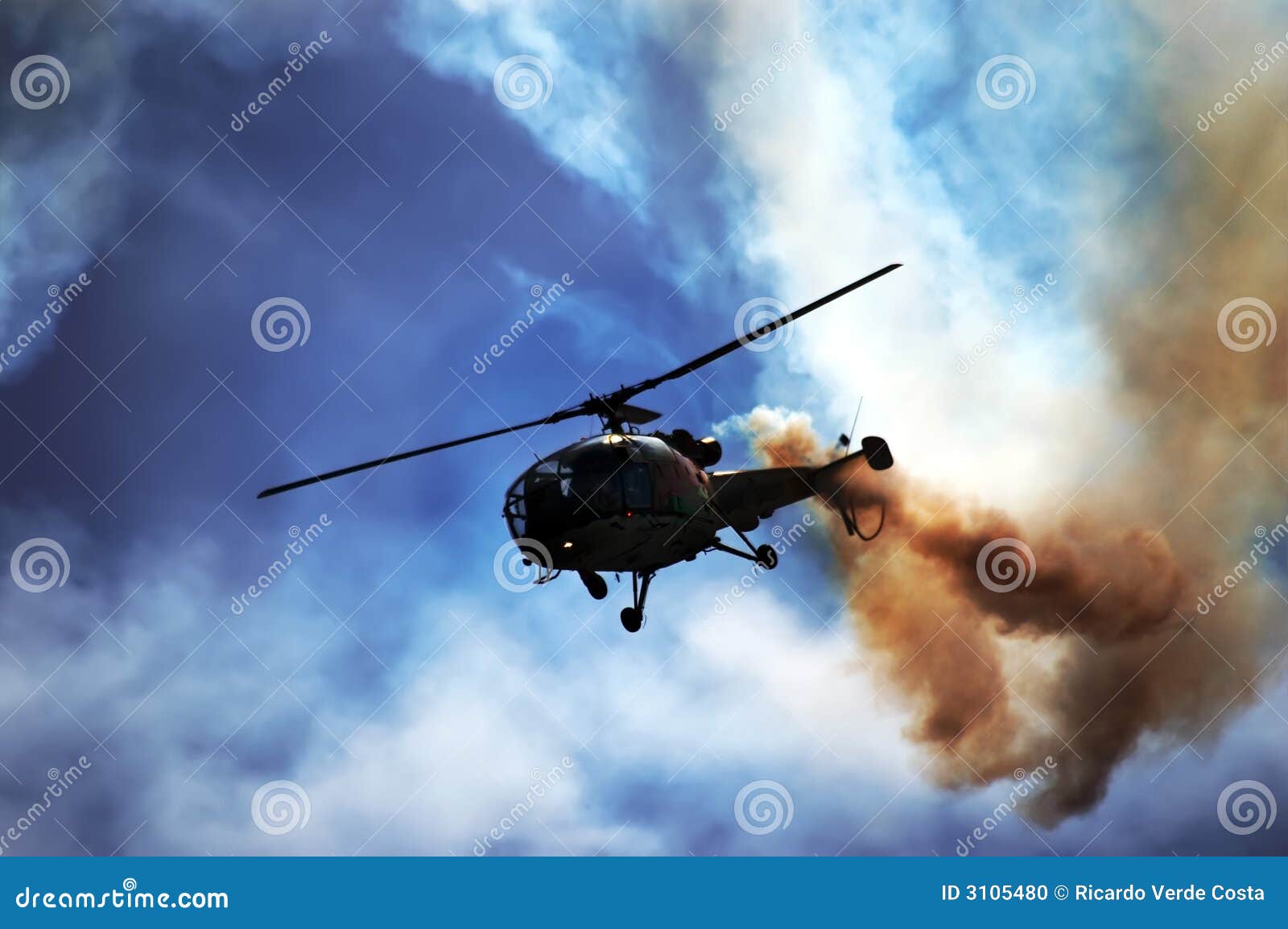 Smoking helicopter stock photo. Image of craft, smoke - 3105480