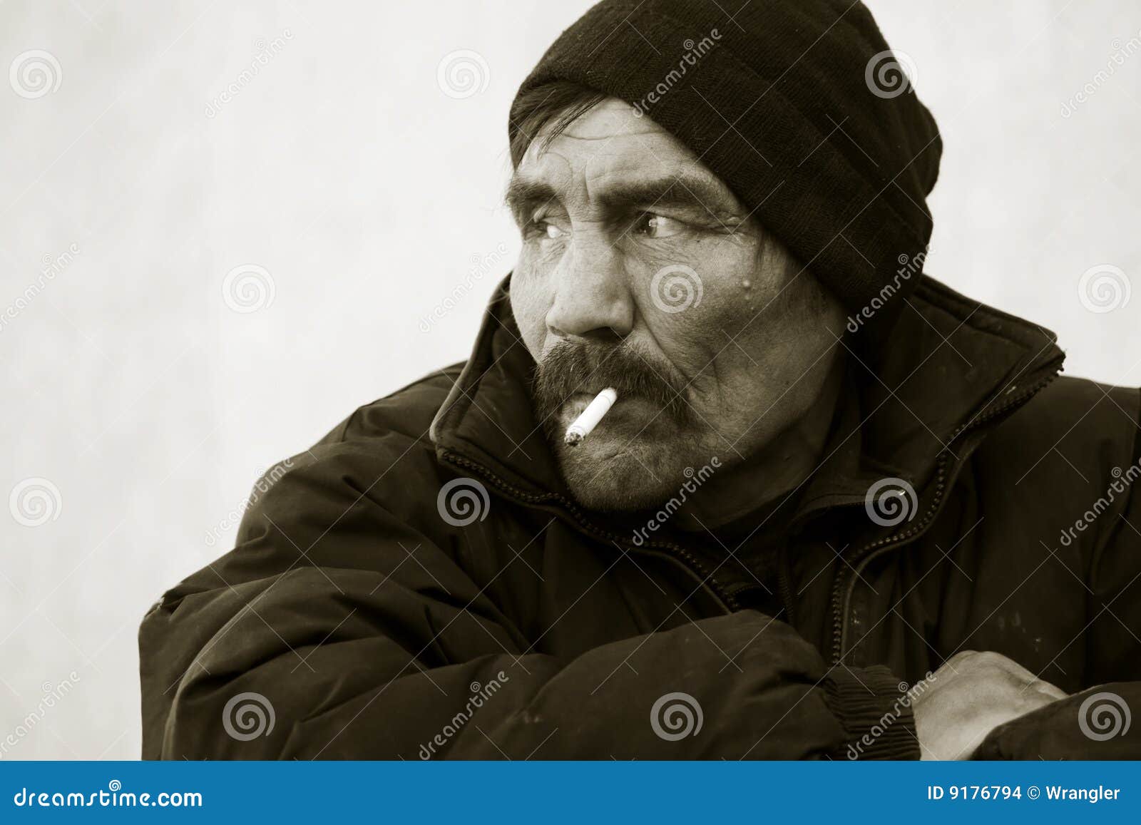 Homeless Man Smoking a Cigarette Stock Photo - Image of begging ...