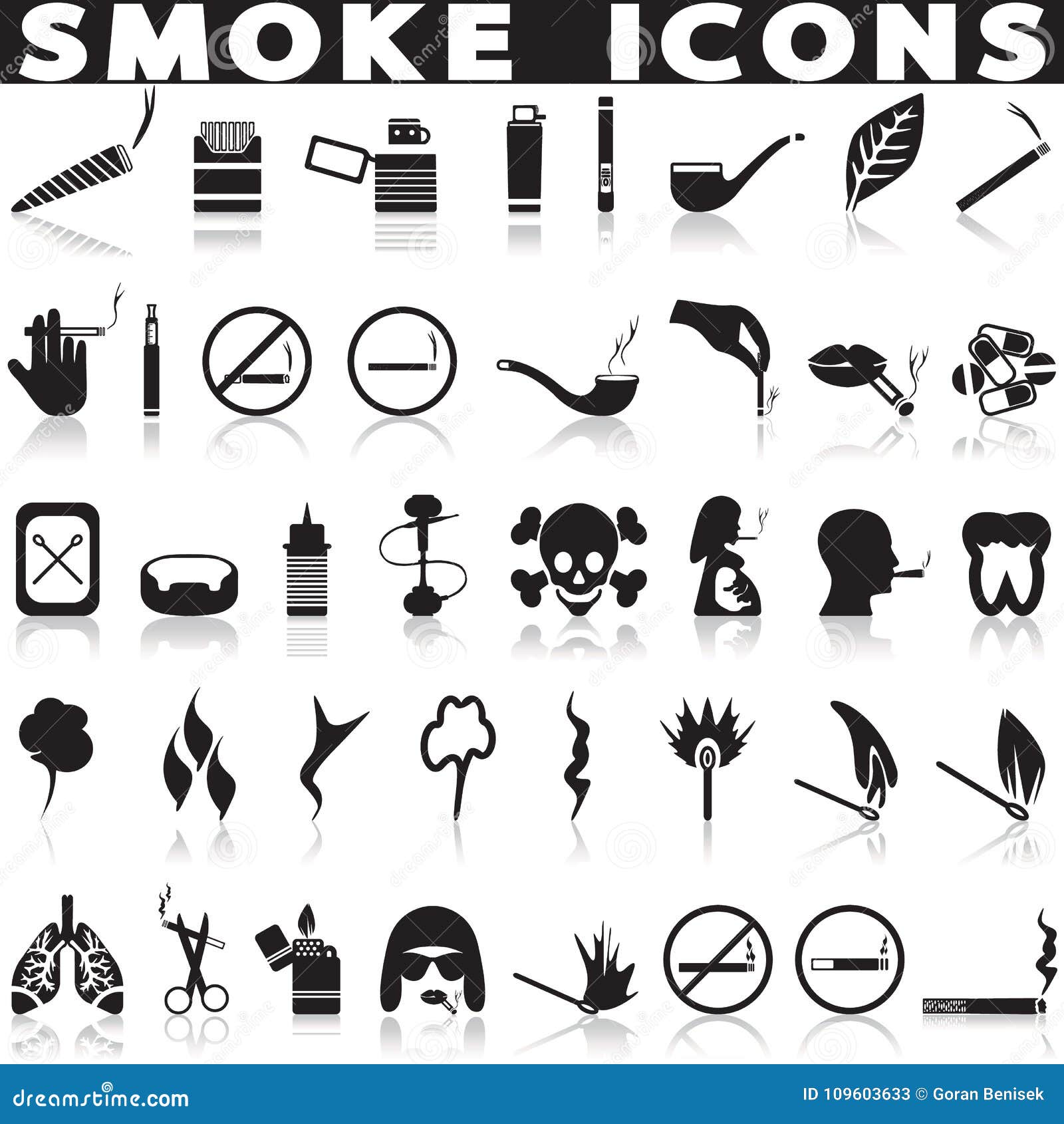 Smoking icon set. stock vector. Illustration of line - 109603633