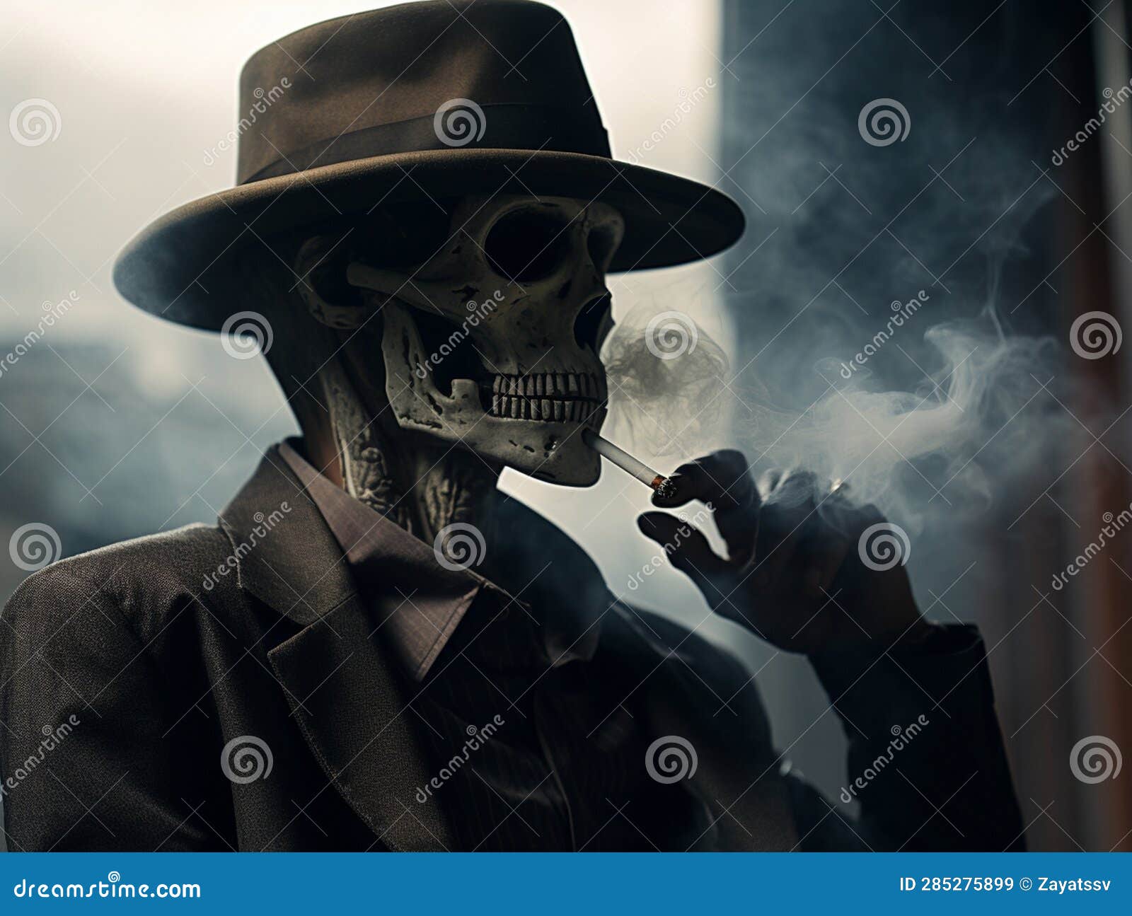 Smoking Kills. Human Skeleton Smoking a Cigarette Stock Illustration ...