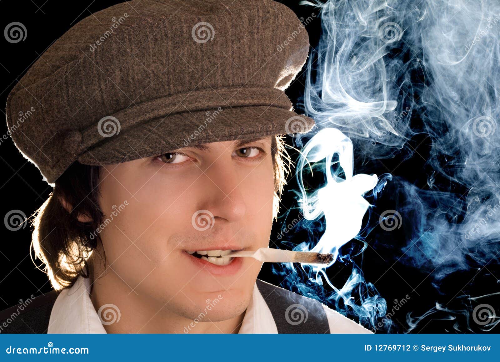 Smoking man stock photo. Image of caucasian, habit, mysterious - 12769712