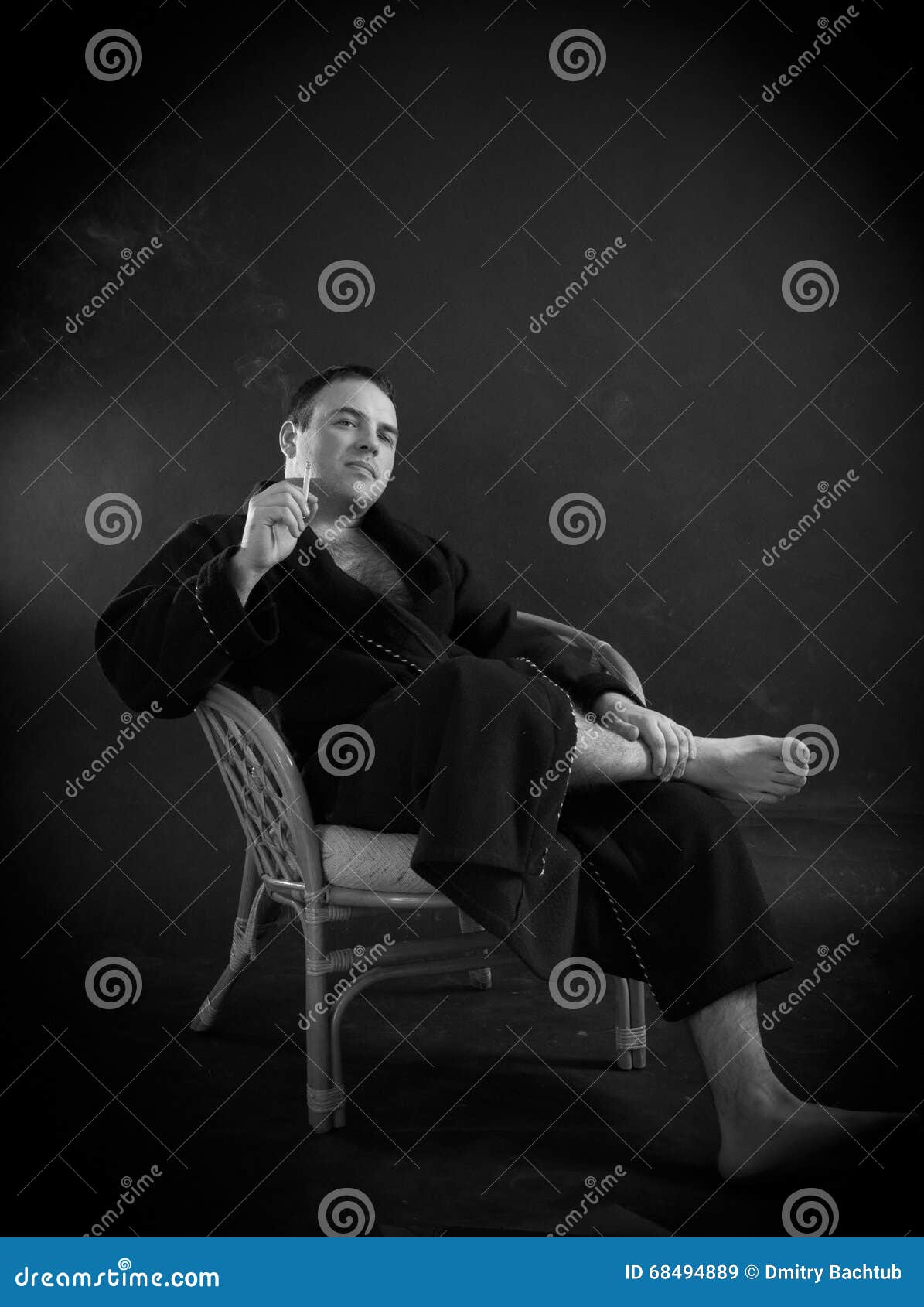 Smoking Man in a Dressing Gown Stock Image - Image of prosperity ...